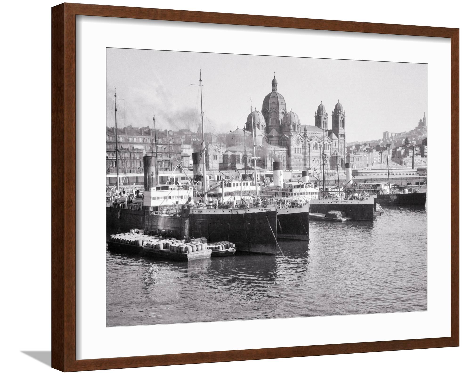 Art.com 1920s CARGO SHIPS DOCKED IN OLD PORT THE CATHEDRAL AND BASILICA ...