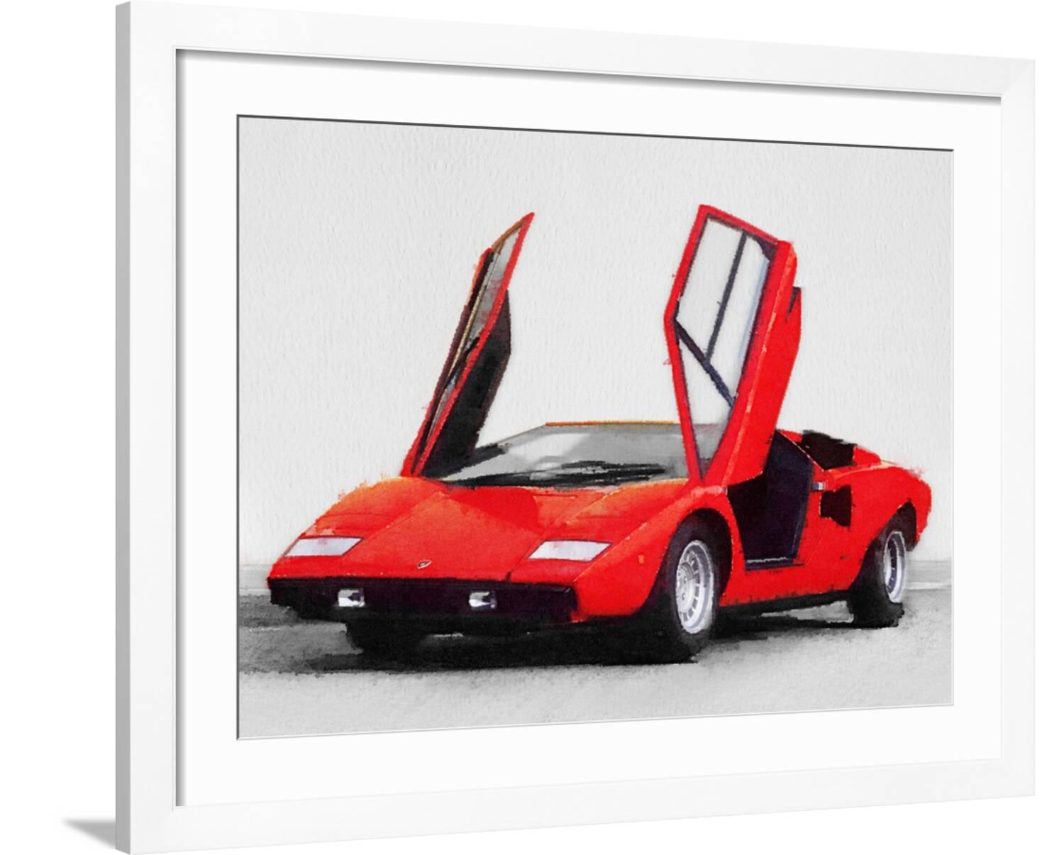 Art.com 1974 Lamborghini Countach Open Doors Watercolor Art Print by ...