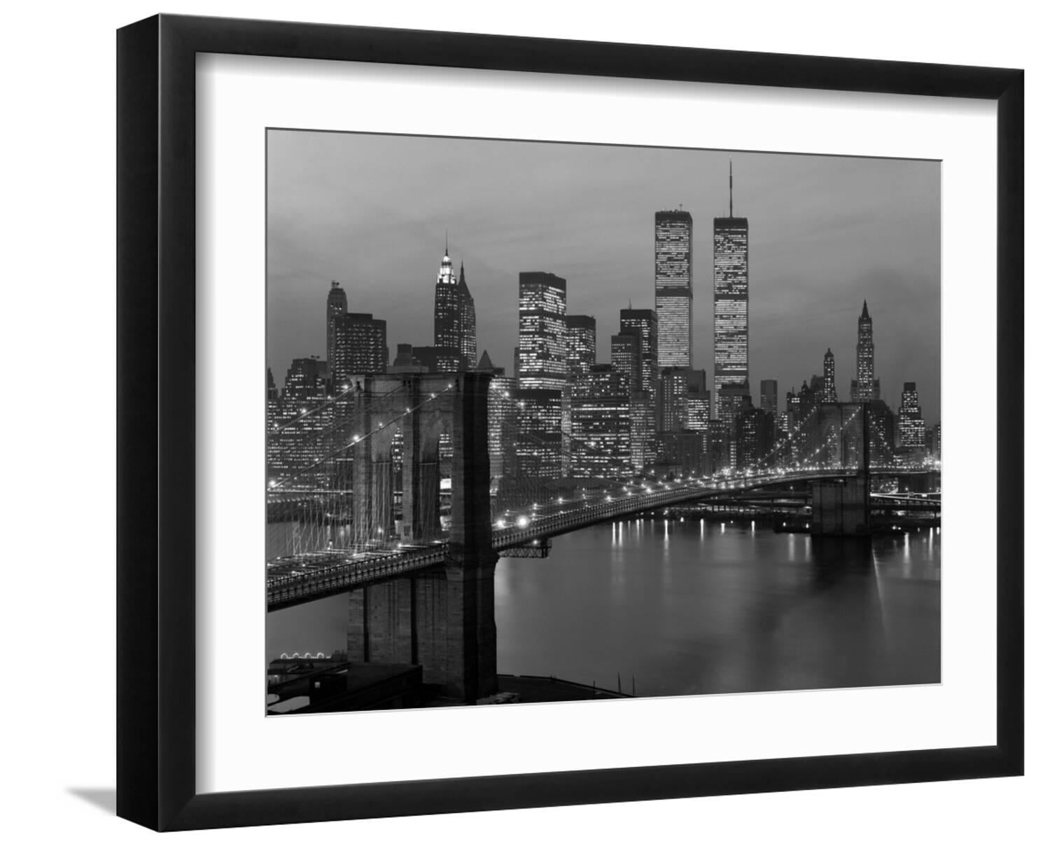 Art.com 1980s New York City Lower Manhattan Skyline Brooklyn Bridge ...