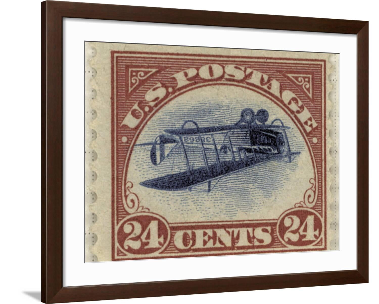 Art.com 24-Cent U.S. Postage Stamp with an Inverted Jenny Art Print ...