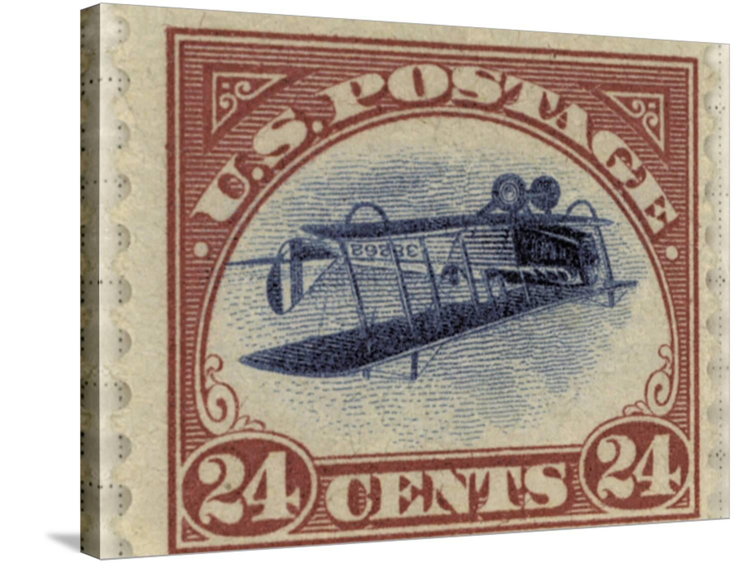Art.com 24-Cent U.S. Postage Stamp with an Inverted Jenny Stretched ...