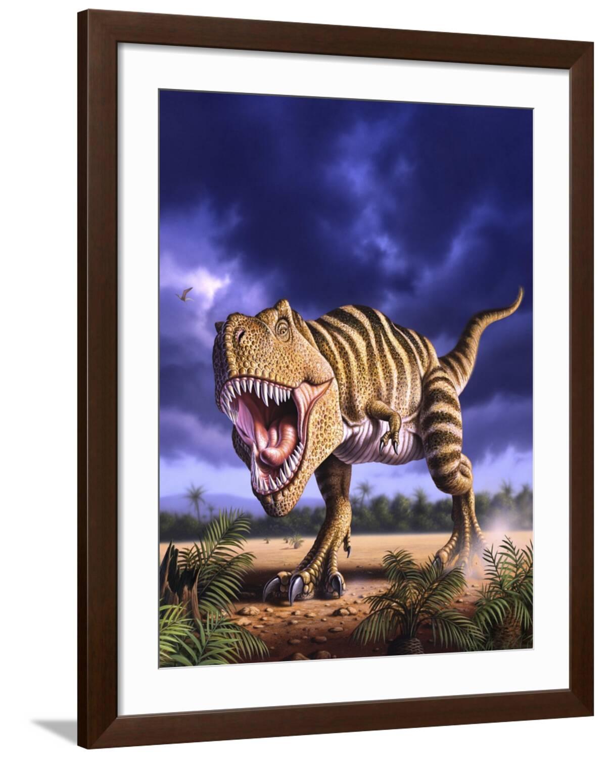 Art.com A Tyrannosaurus Rex Attacks, Lit by the Late Afternoon Sun Art ...