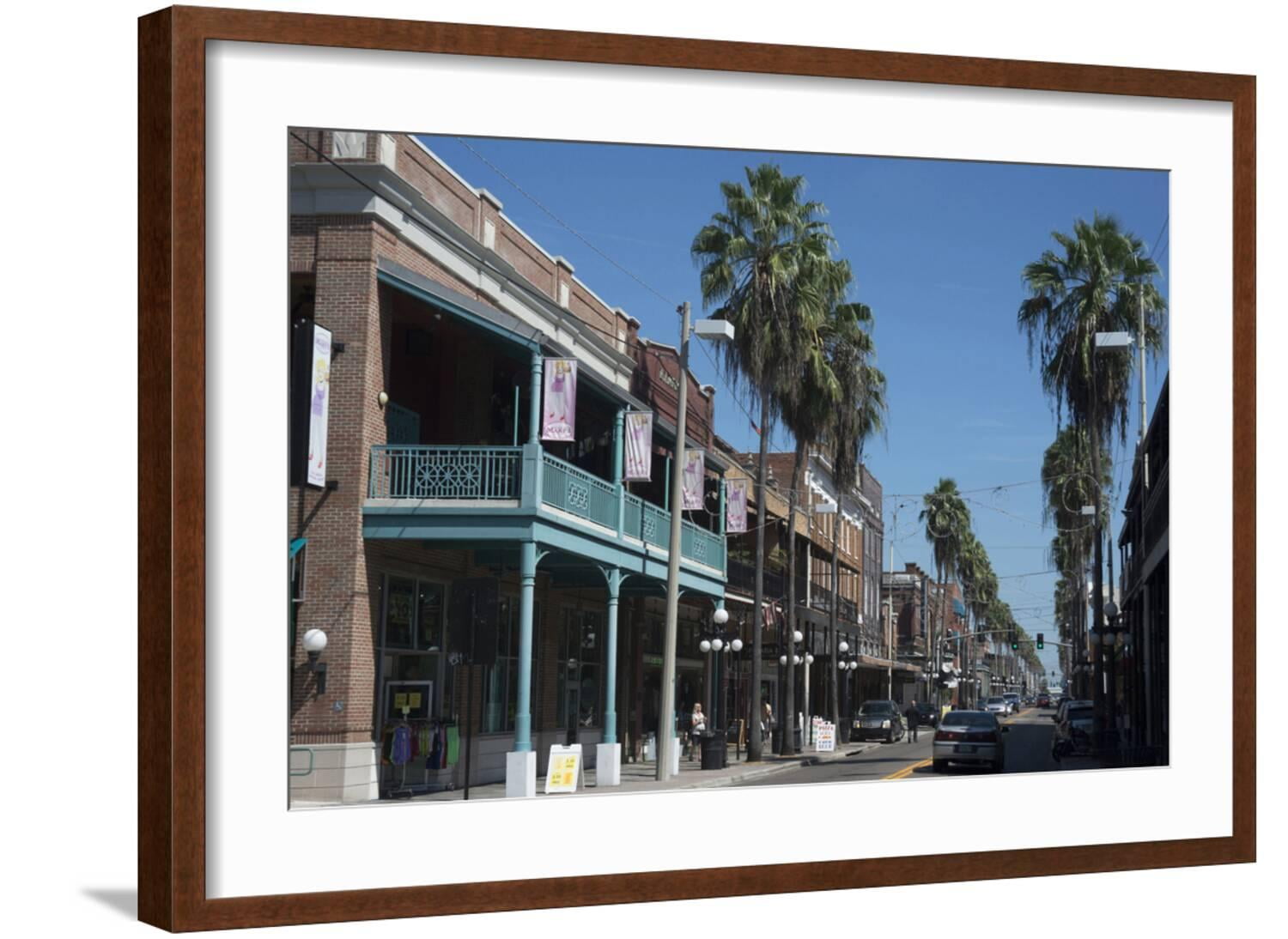 Art.com A View of a City Street in Ybor City, Tampa, with the Local ...