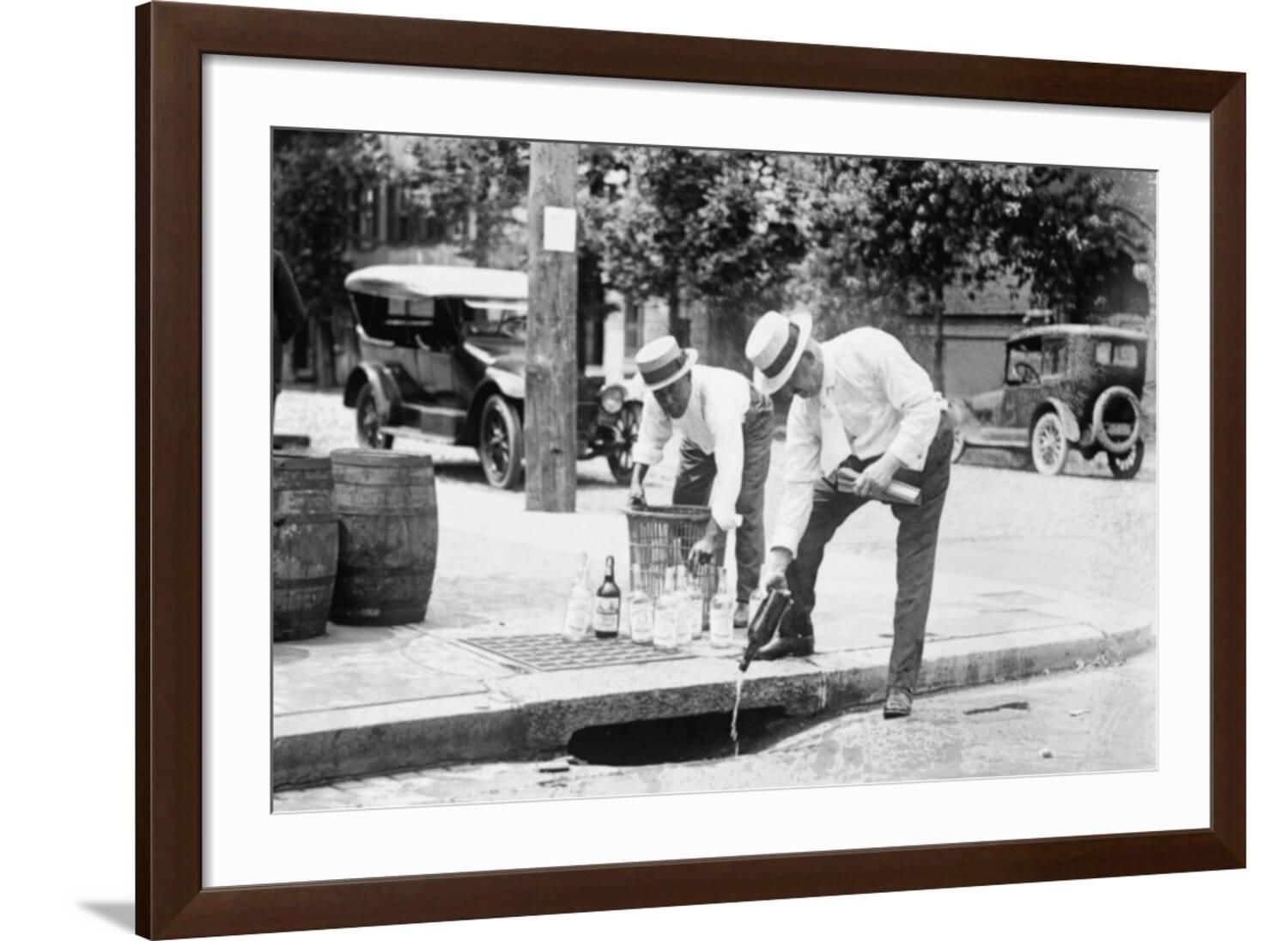 Art.com Agents Pouring Liquor Down a Sewer on the Street Art Print ...