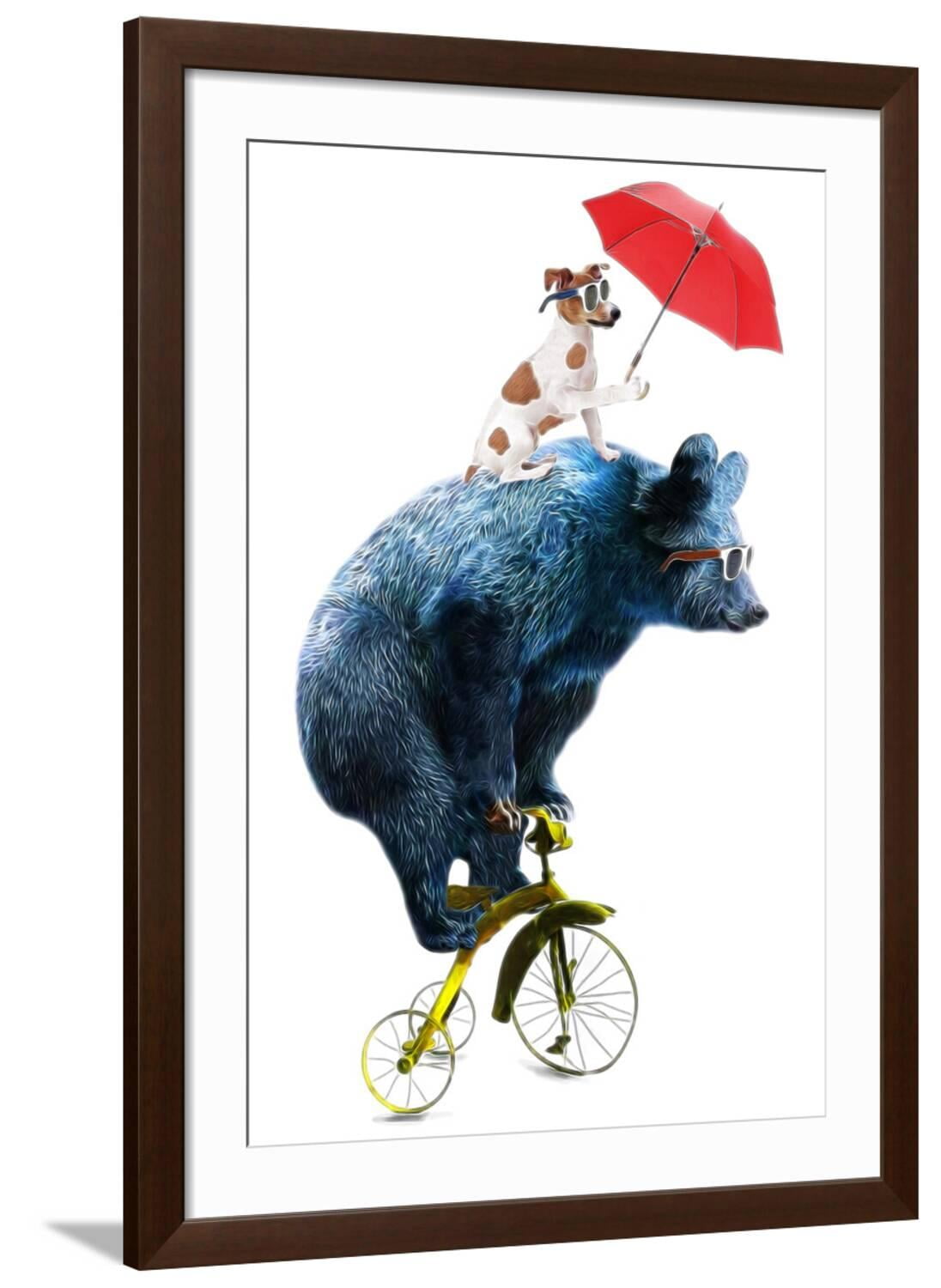 Art.com Animal Illustration / Bear Cycle/Circus Show Illustration. Performance of the Bear on ...
