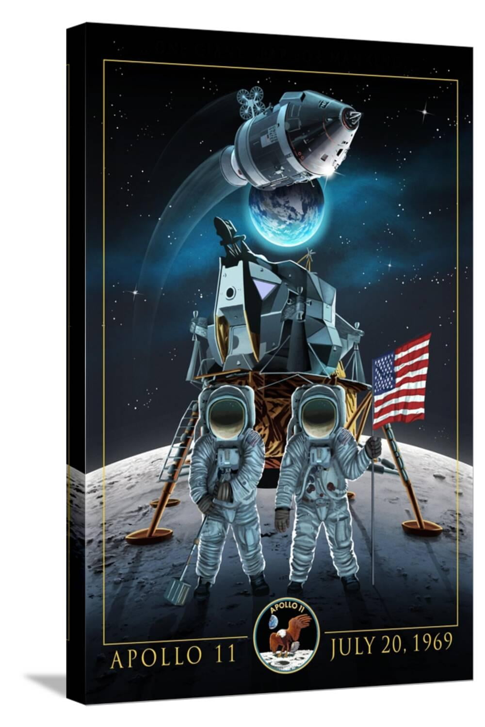 Art.com Apollo 11 - Lander and Astronauts Stretched Canvas Print Wall ...