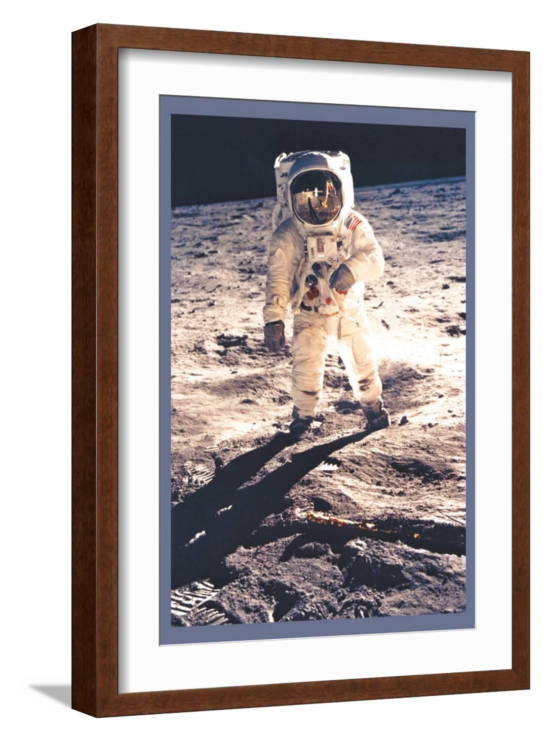 Art.com Apollo 11: Man on the Moon Art Print, Brown Frame Wall Art, 17 ...
