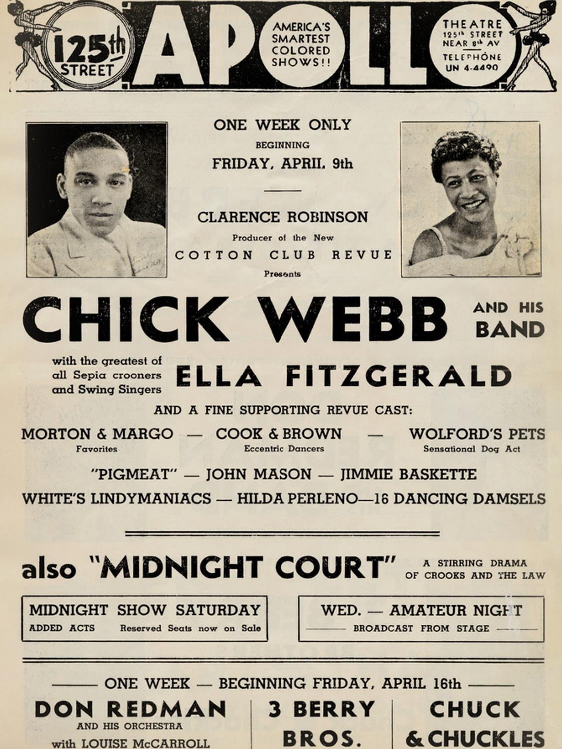 Art.com Apollo Theatre Handbill: Chick Webb, Ella Fitzgerald, Cook and ...