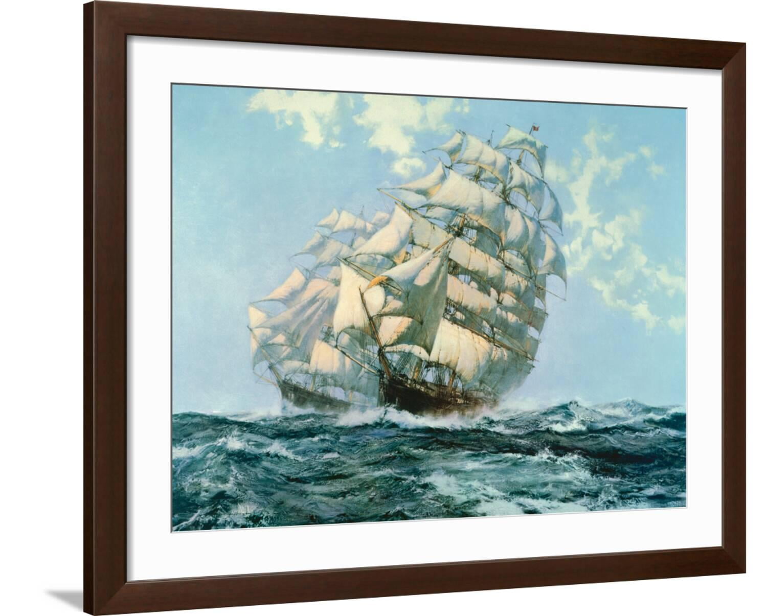Art.com Ariel and Taeping Art Print by Montague Dawson, Brown Frame ...