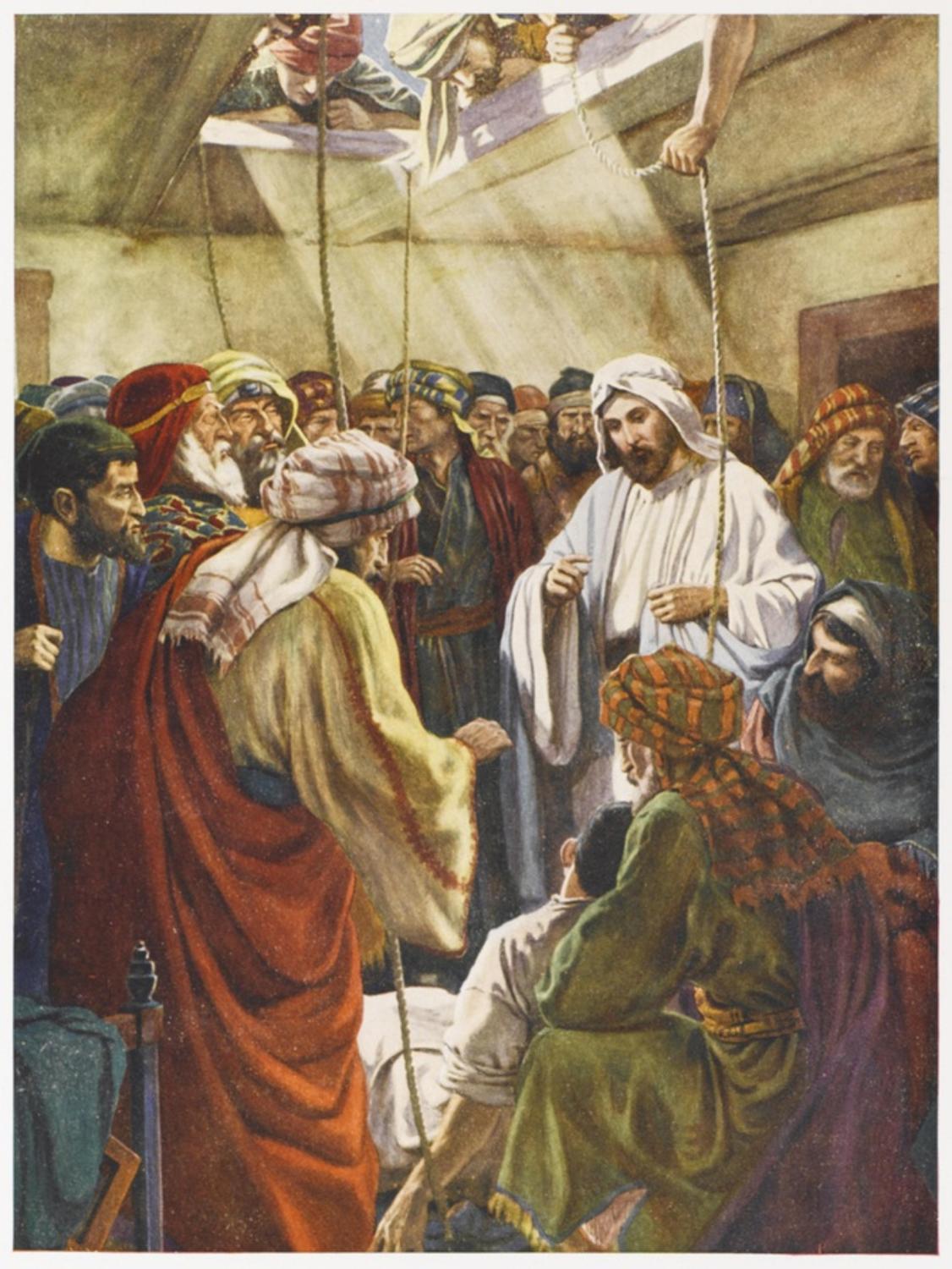 Art.com At Capernaum Jesus Heals a Paralysed Man Who Is Lowered into ...