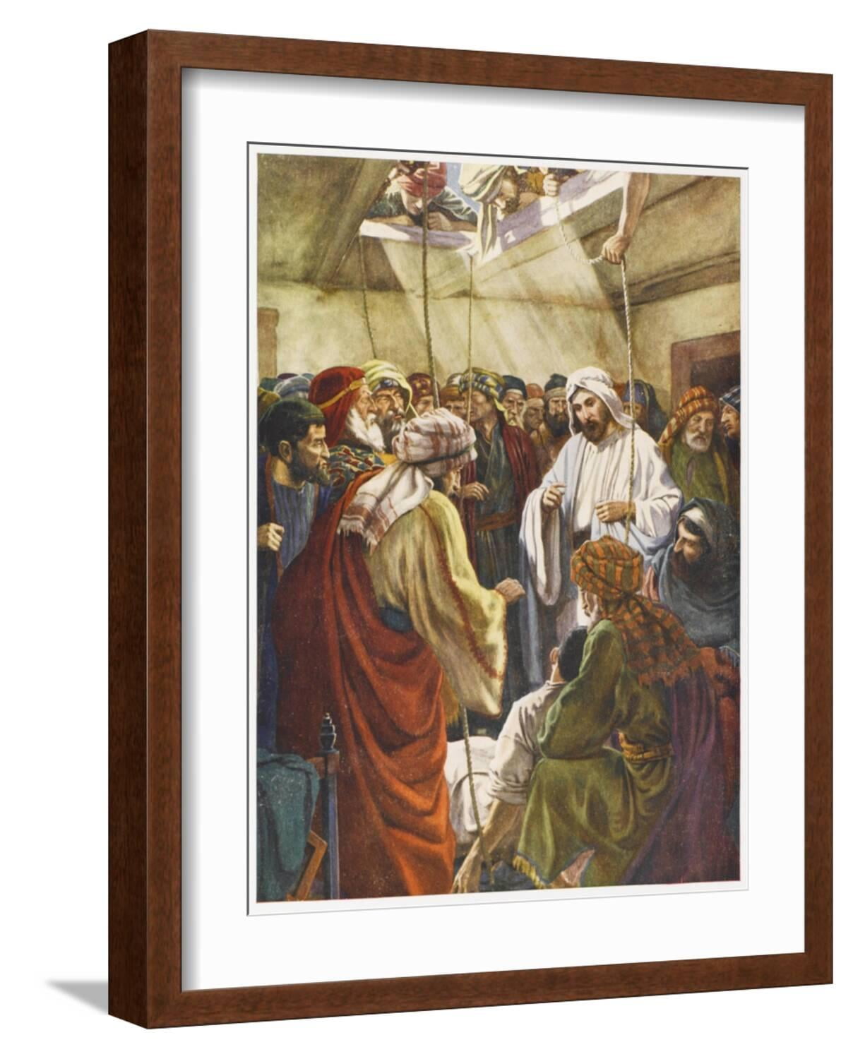 Art.com At Capernaum Jesus Heals a Paralysed Man Who Is Lowered into ...