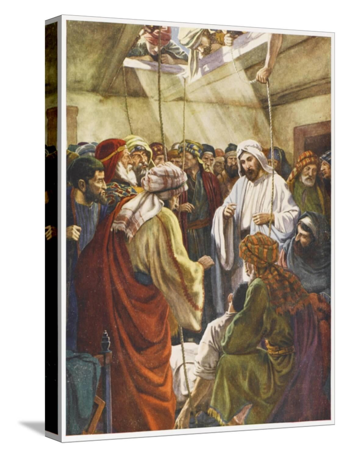 Art.com At Capernaum Jesus Heals a Paralysed Man Who Is Lowered into ...