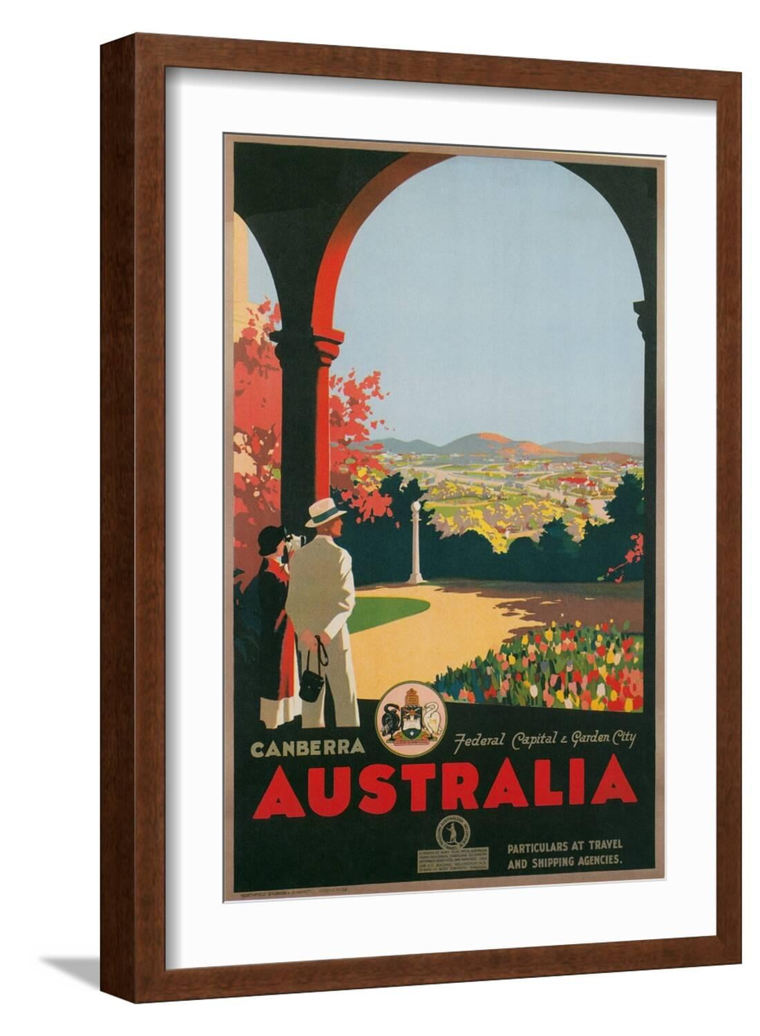 Art.com Australia Travel Poster, Canberra Art Print, Brown Frame Wall ...