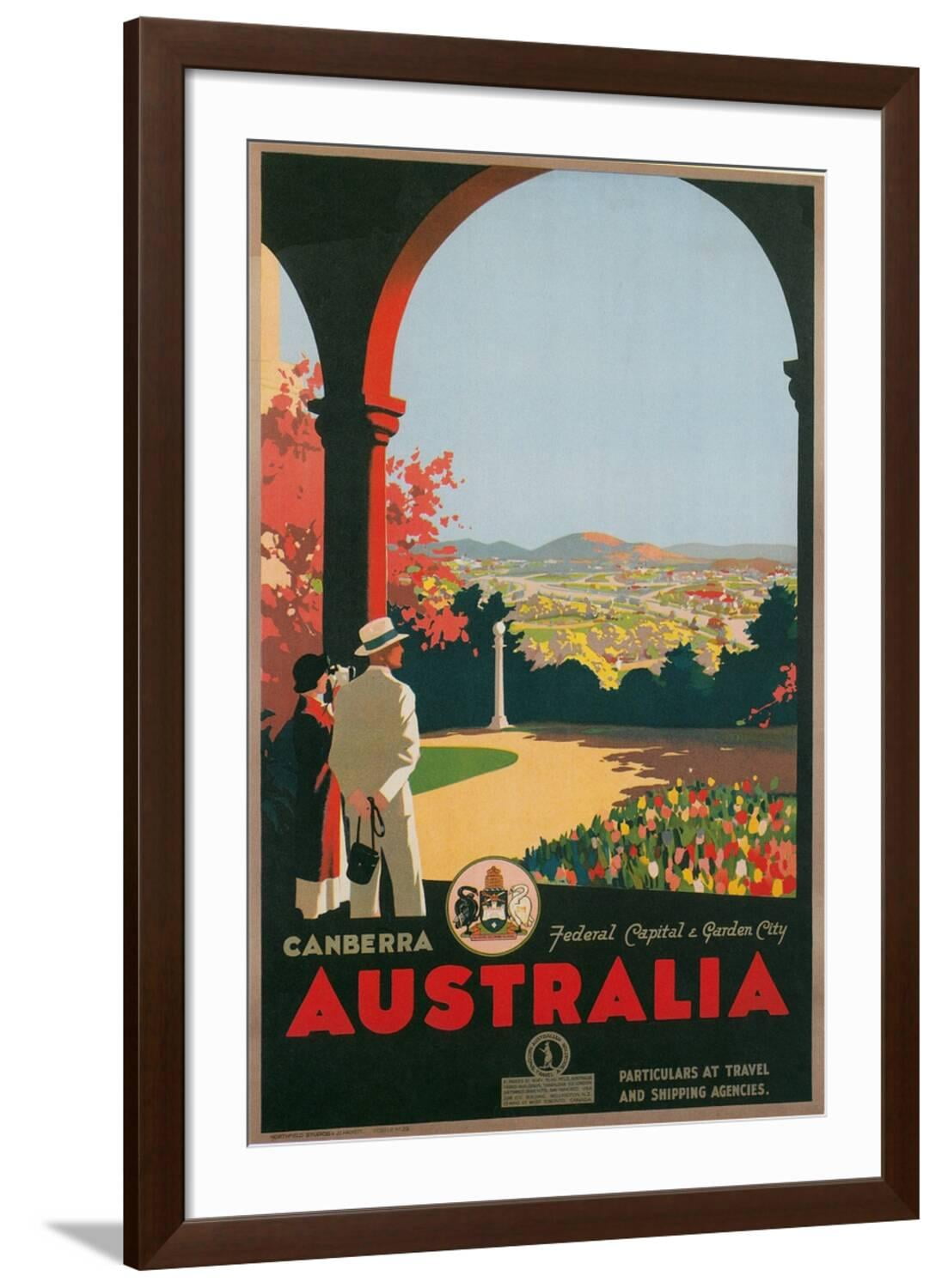 Art.com Australia Travel Poster, Canberra Art Print, Brown Frame Wall ...