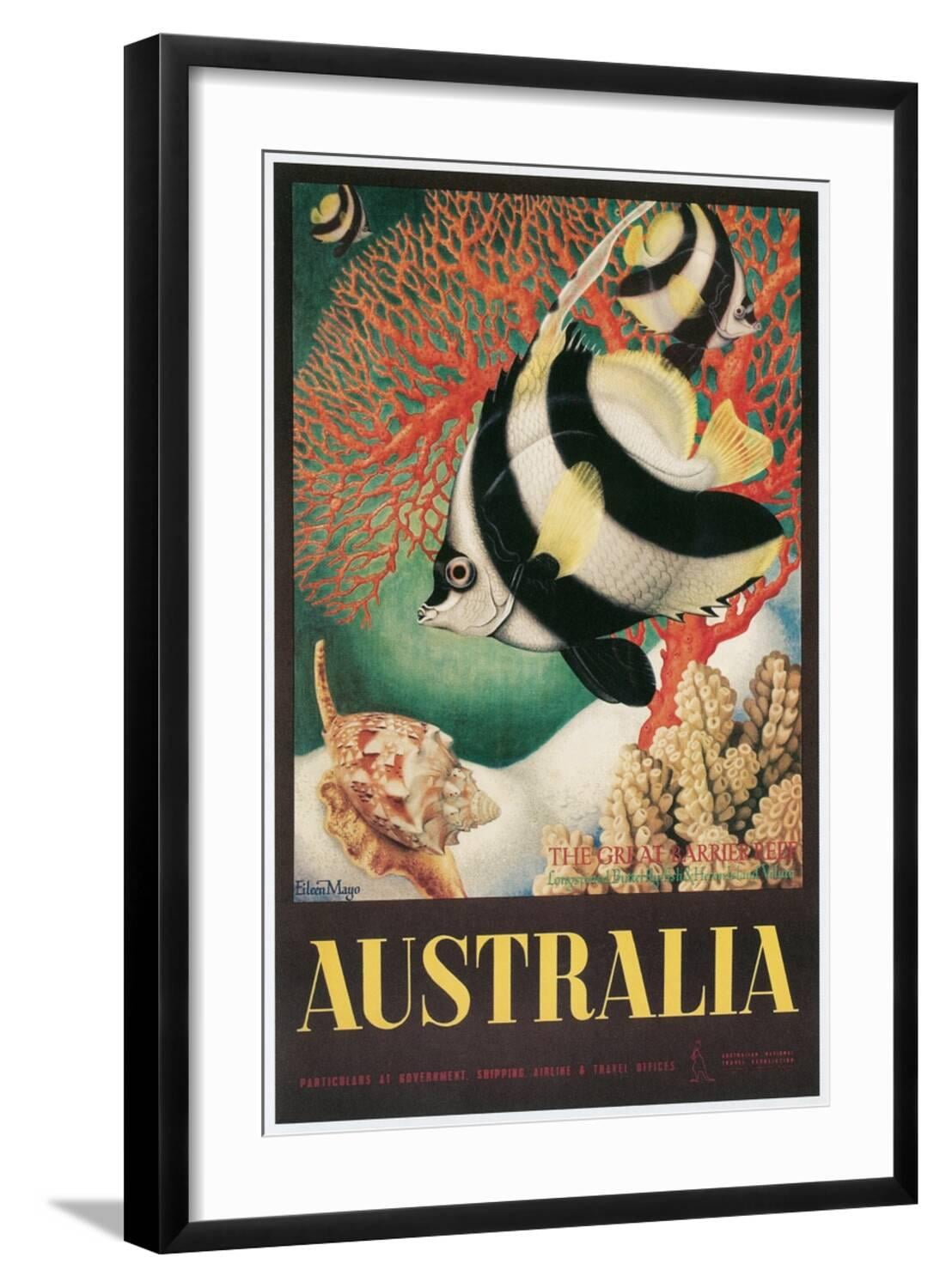 Art.com Australia Travel Poster, Great Barrier Reef Art Print, Black ...