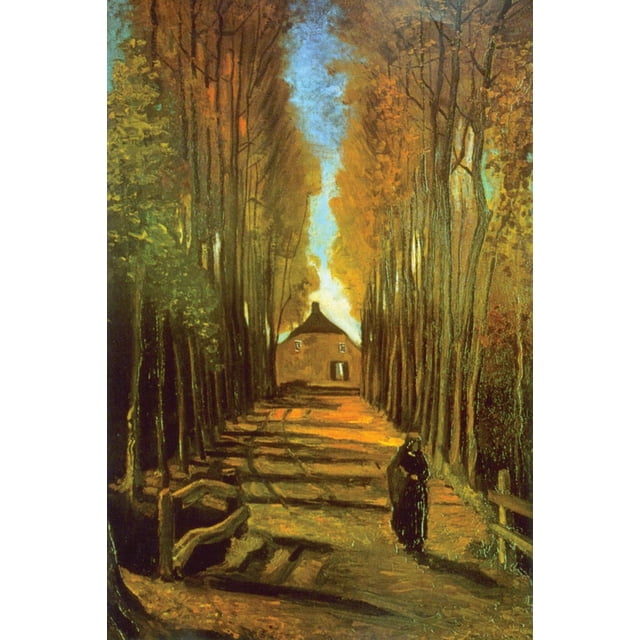 Art.com Autumn Tree Lined Lane Leading To a Farm House Art Print by ...