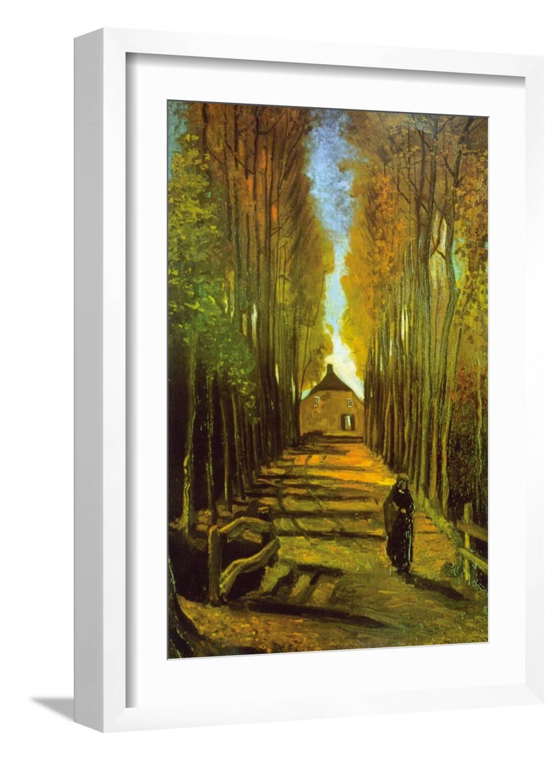 Art.com Autumn Tree Lined Lane Leading To a Farm House Art Print by ...