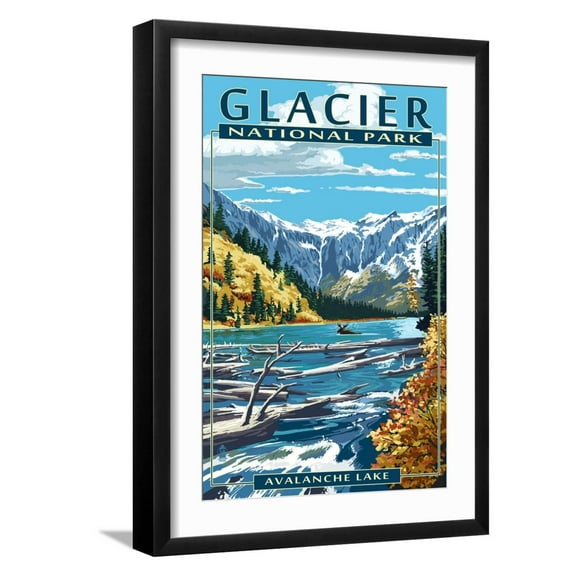 Art.com Looking Across Lake Toward Mts Evening McDonald Lake Glacier ...