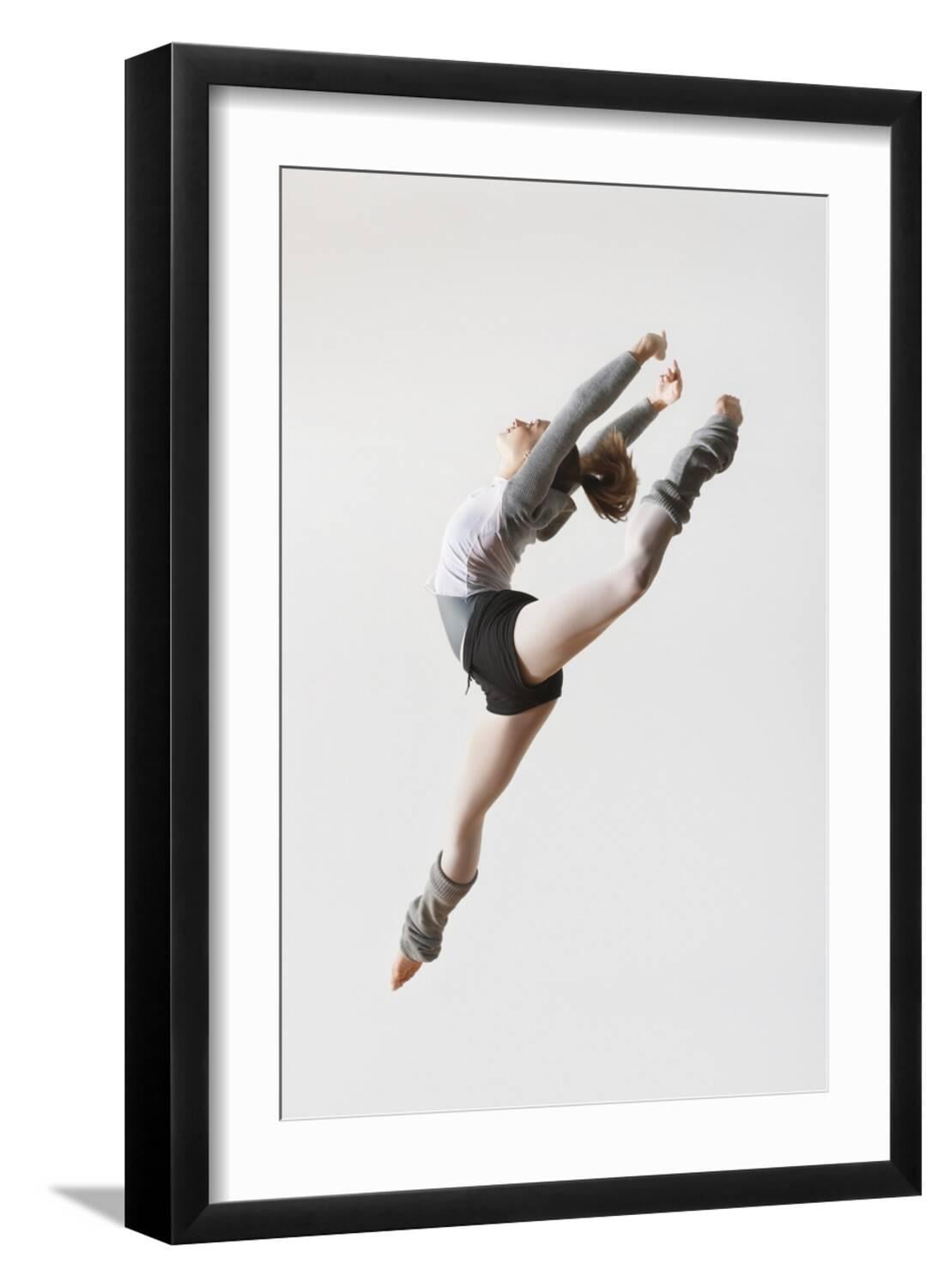 Art.com Ballerina Leaping in Mid-Air Photo, Black Frame Wall Art, 17" x ...