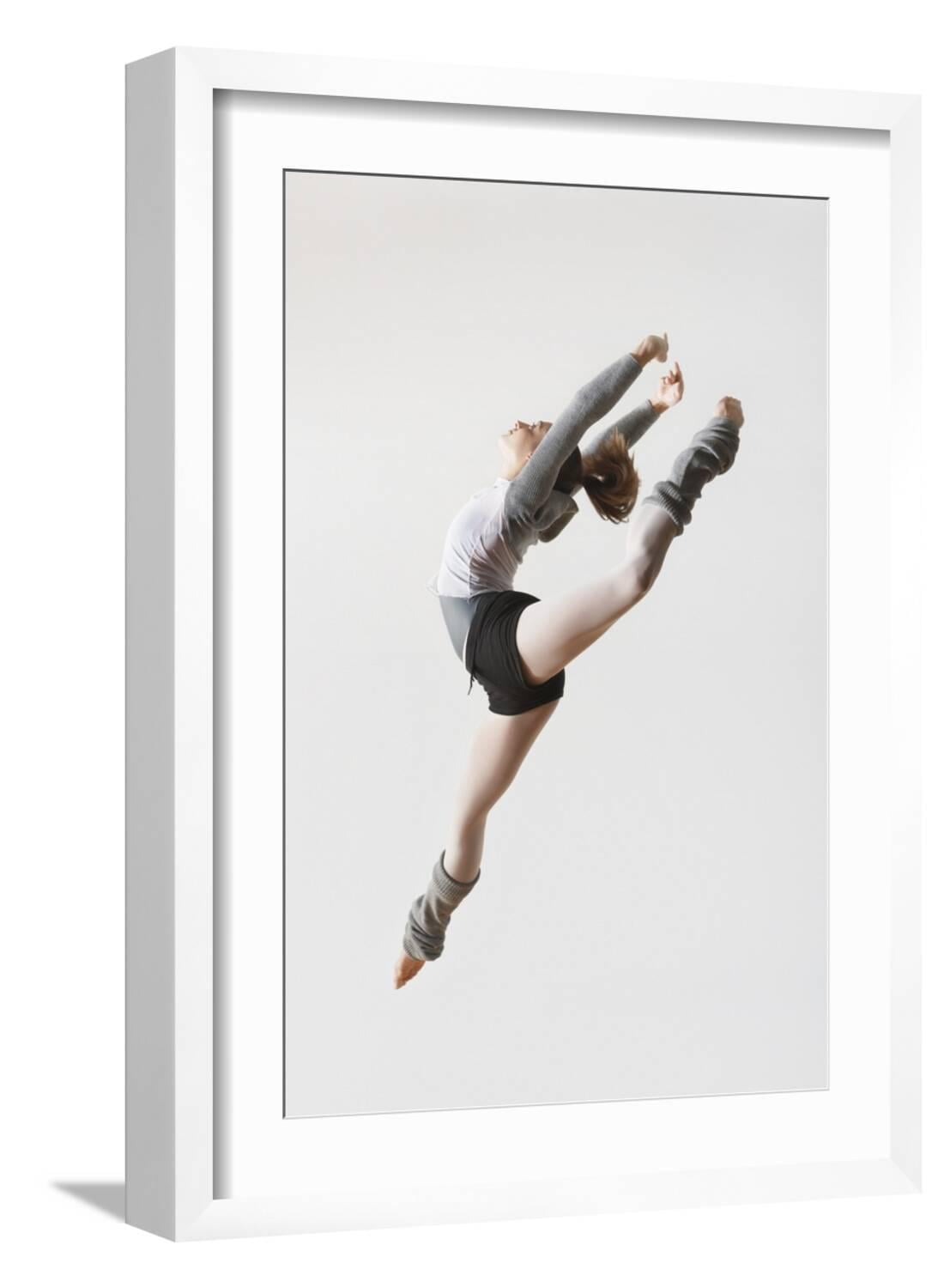 Art.com Ballerina Leaping in Mid-Air Photo, White Frame Wall Art, 17" x ...