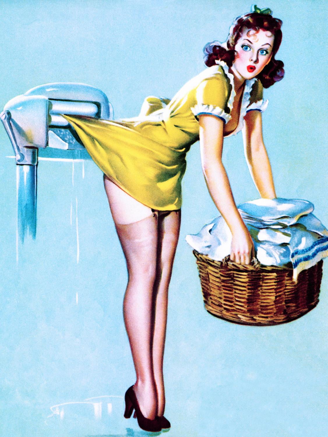 Art.com Belle Wringer Pin-Up 1941 Art Print by Gil Elvgren, 12" x 16" - Walmart.com