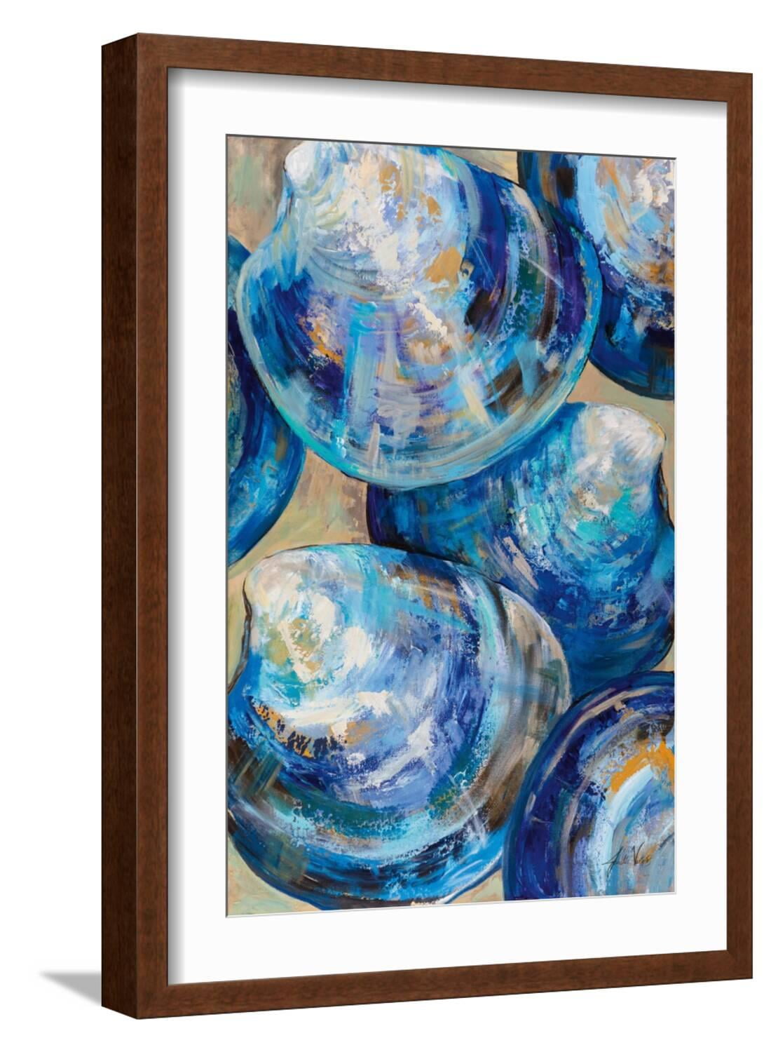 Art.com Beyond Blue Shells Art Print by Jeanette Vertentes, Brown Frame ...