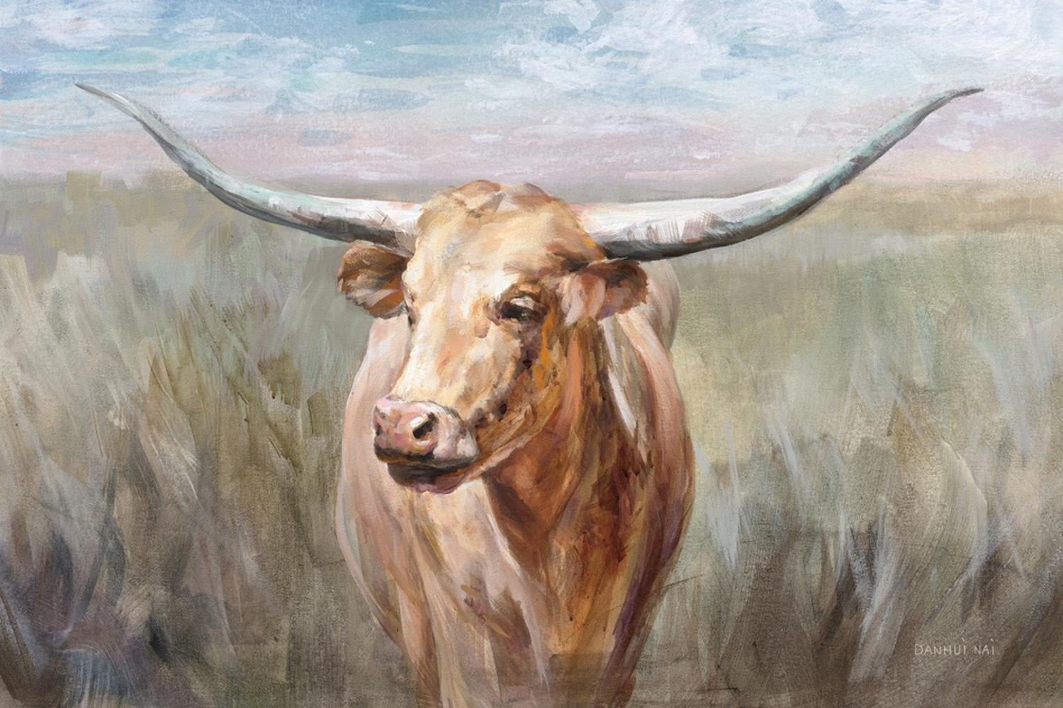 Art.com Big Sky Longhorn Sunset Art Print by Danhui Nai, 24" x 16 ...