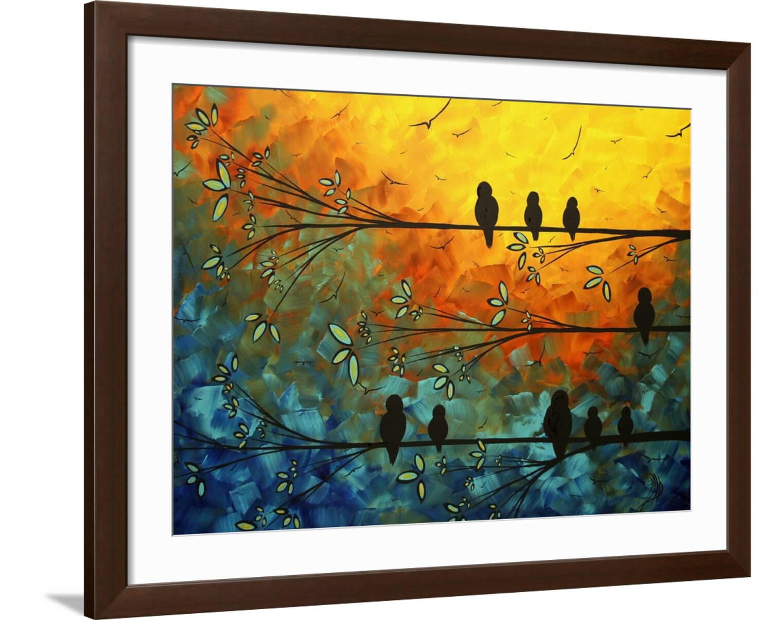 Art.com Birds Of A Feather Art Print by Megan Aroon Duncanson, Brown Frame Wall Art, 40" x 32 ...