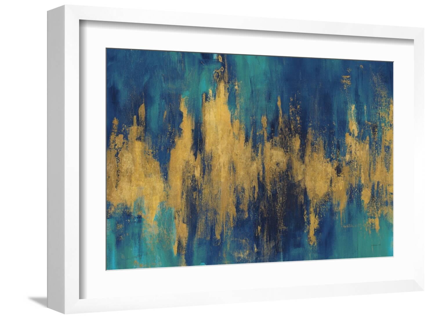 Art.com Blue and Gold Abstract Crop Art Print by Danhui Nai, White ...