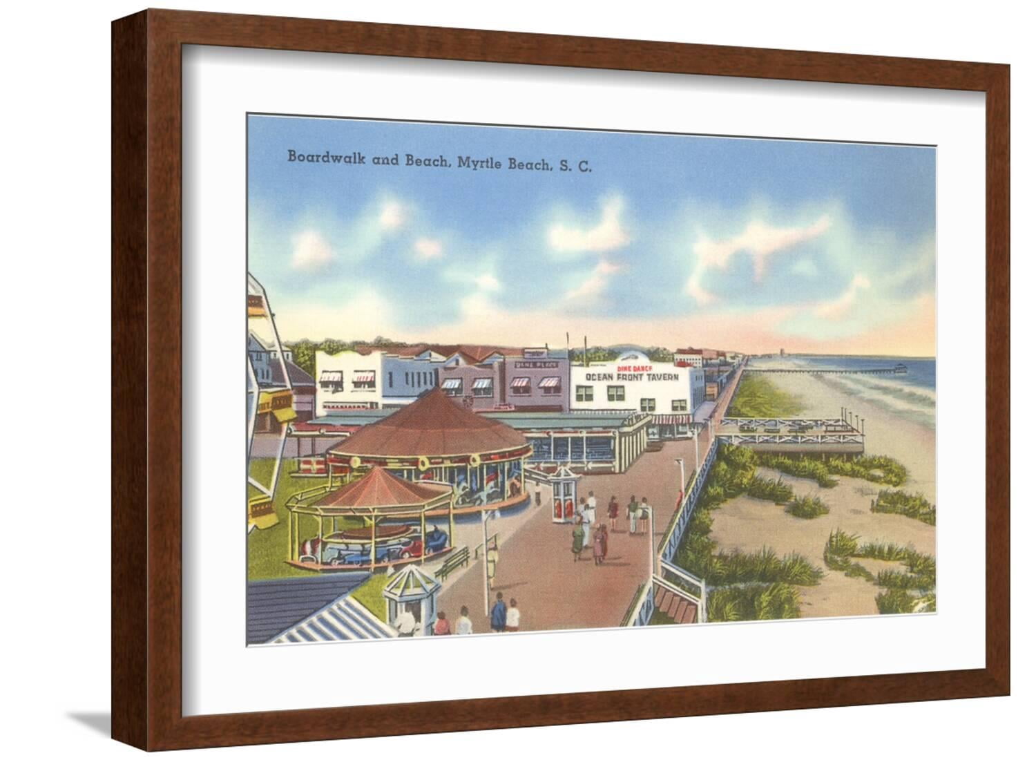 Art.com Boardwalk and Beach, Myrtle Beach, South Carolina Art Print ...