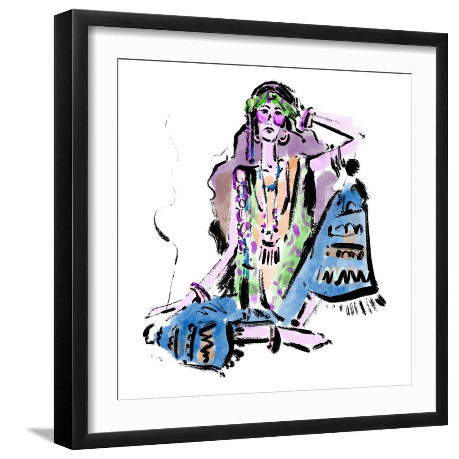 Art.com Bohemian Boho Chic 70S Hippie Hand Drawn Fashion Sketch Drawing ...