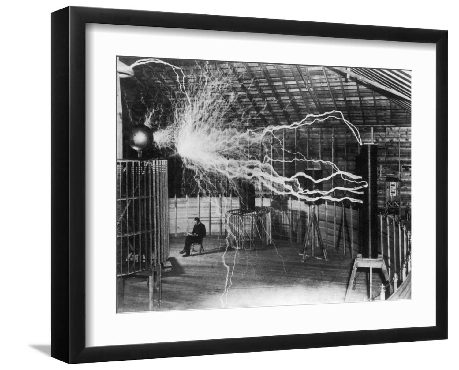 Art.com Bolts of Electricity Discharging in the Lab of Nikola Tesla ...
