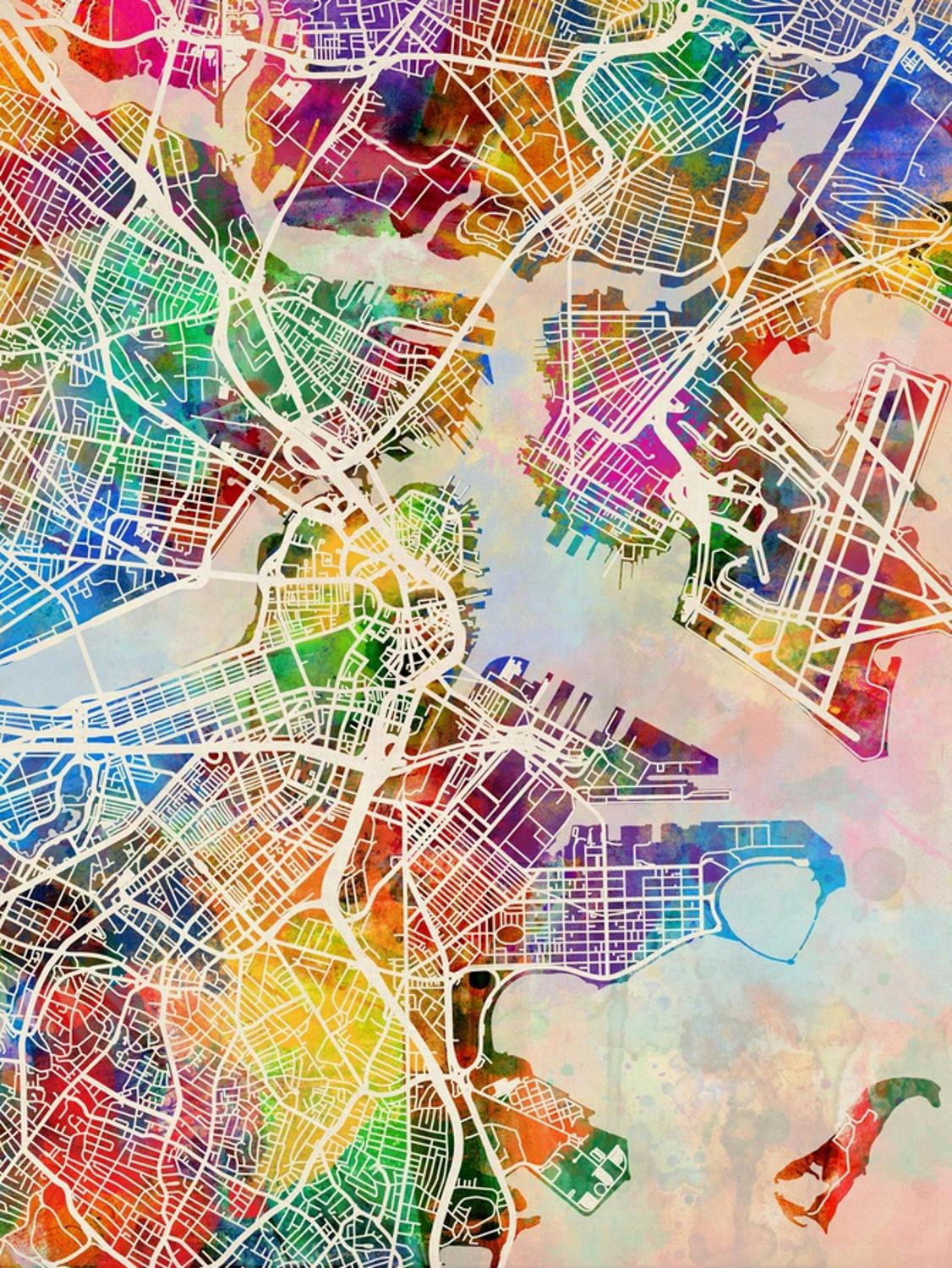 Art.com Boston Massachusetts City Street Map Art Print by Michael ...