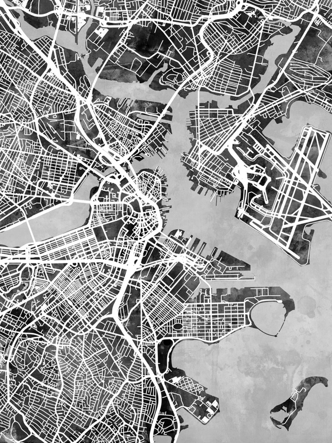 Art.com Boston Massachusetts Street Map Art Print by Michael Tompsett ...
