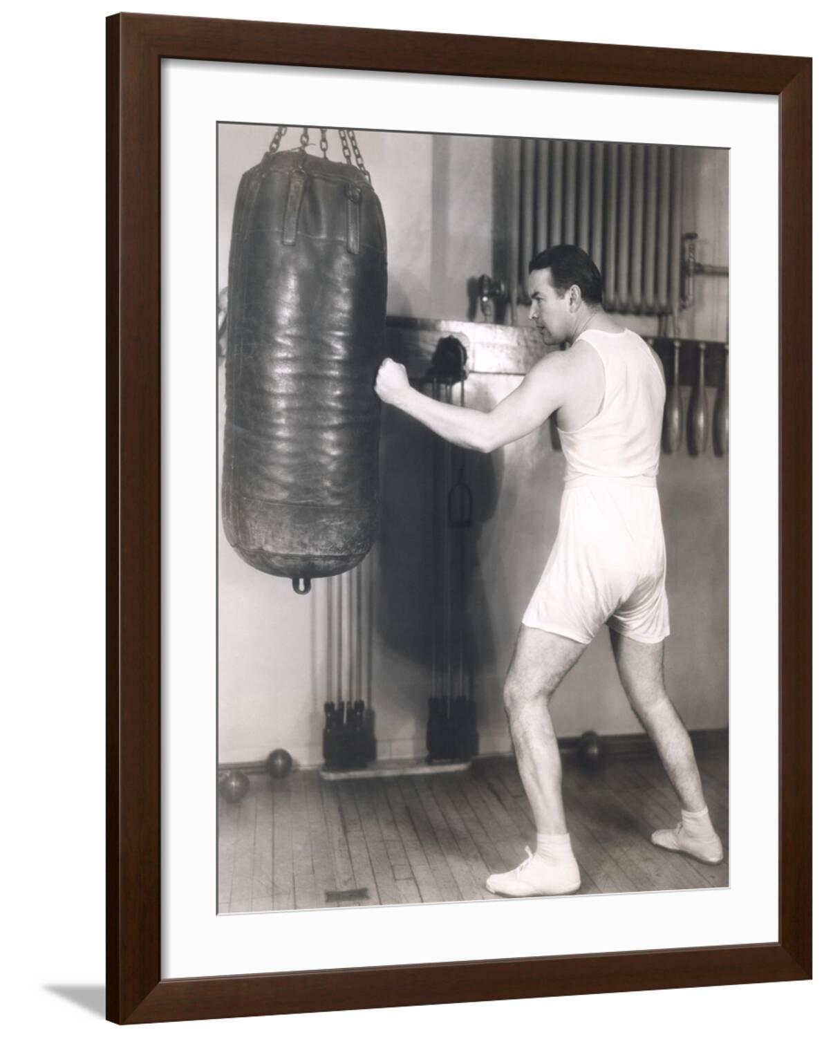 Art.com Boxer Working Out at Gym Photo, Brown Frame Wall Art, 32" x 40 ...