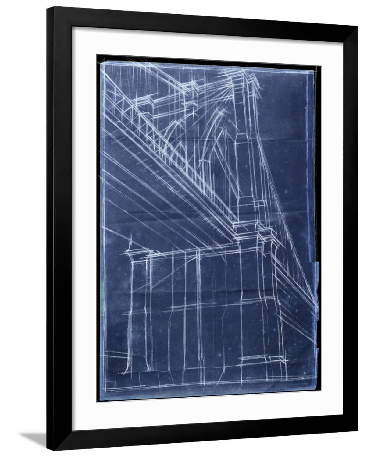 Art.com Bridge Blueprint II Art Print by Ethan Harper, Black Frame Wall ...