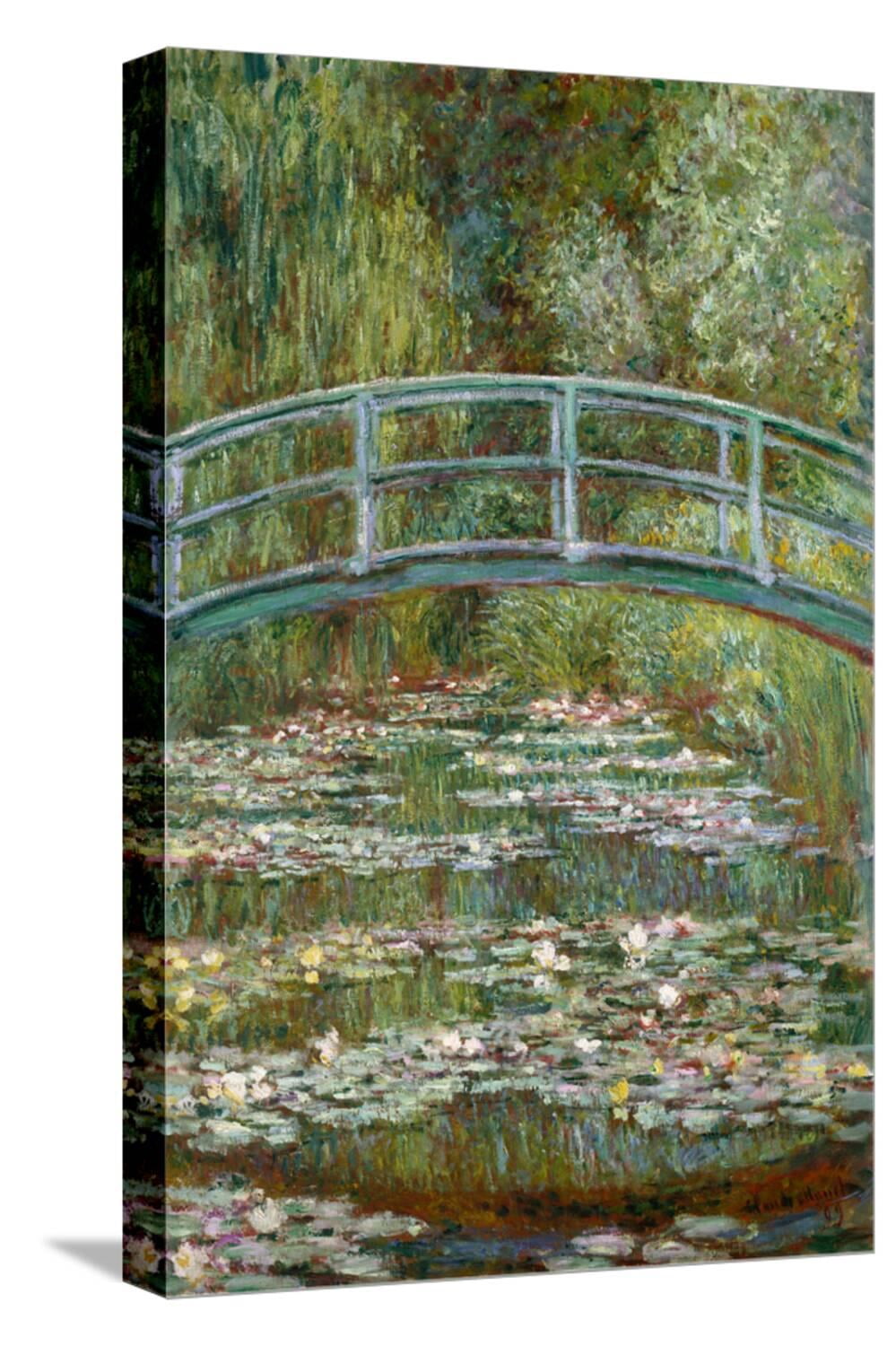 Art.com Bridge over a Pond of Water Lilies Stretched Canvas Print Wall ...