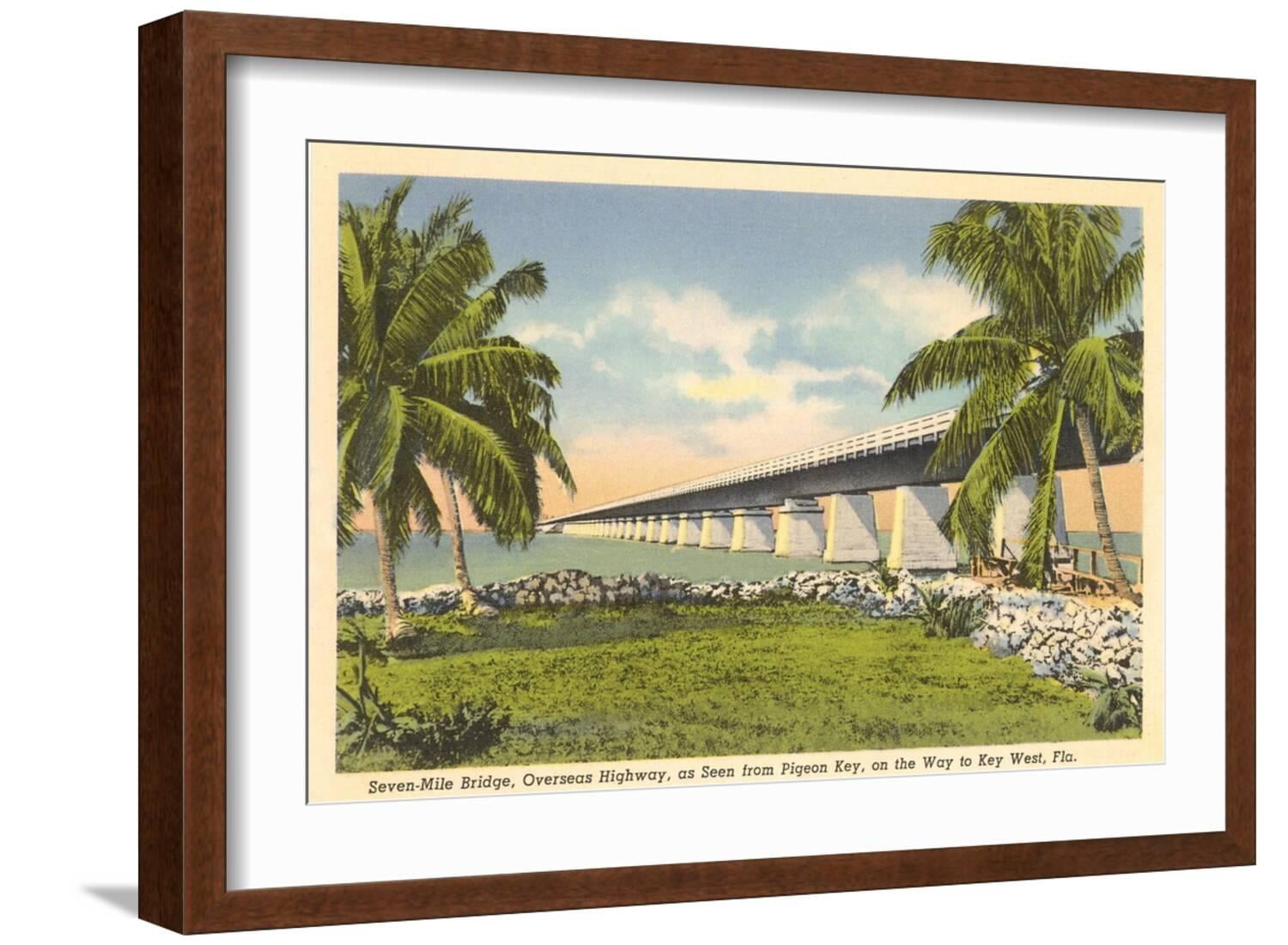Art.com Bridge to Key West, Florida Art Print, Brown Frame Wall Art, 23 ...