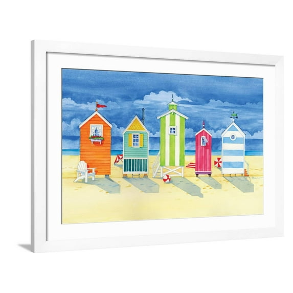 Art.com Brighton Huts Art Print by Paul Brent, White Frame Wall Art, 44 ...