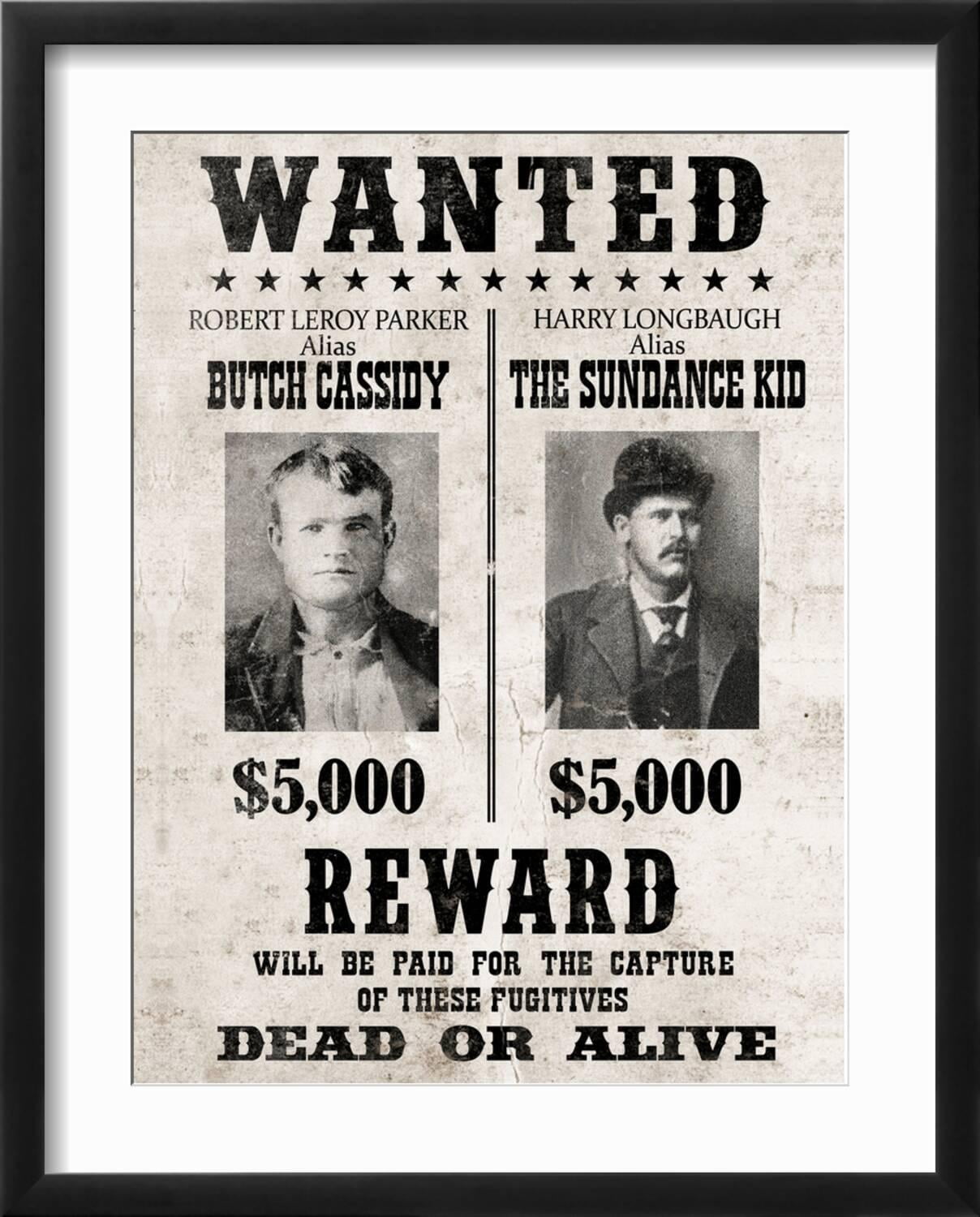 Art.com Butch Cassidy and The Sundance Kid Wanted Art Print, Black ...