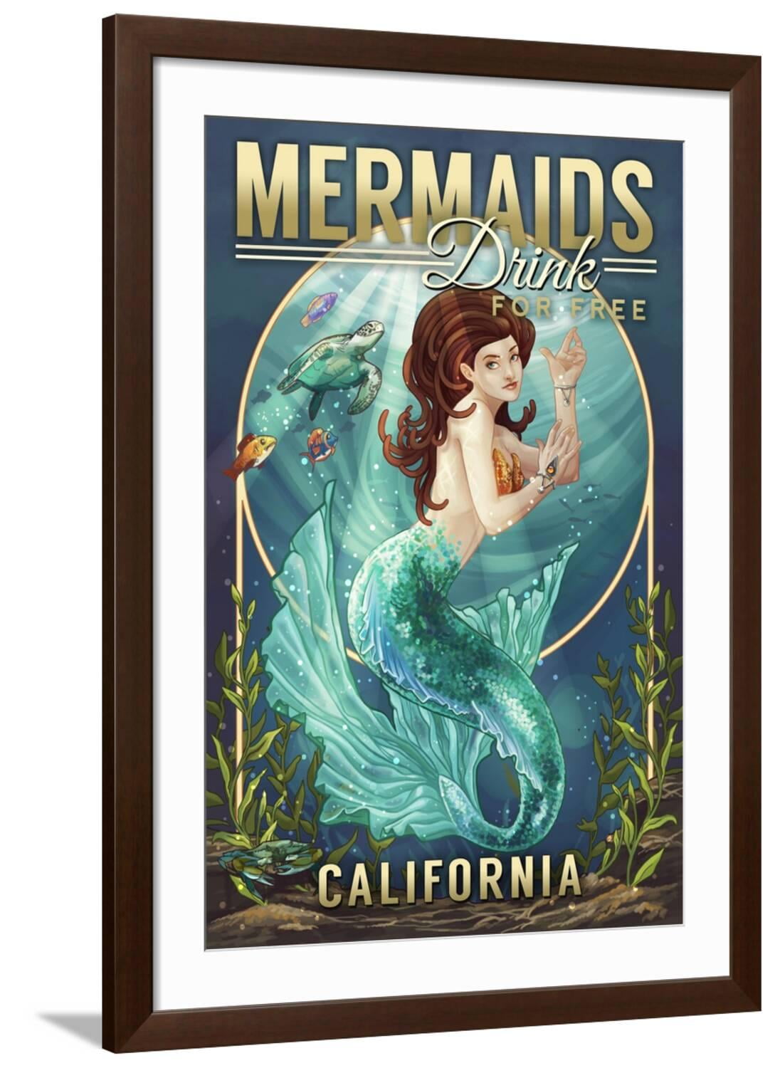 Art.com California - Mermaids Drink for Free (top) Art Print by Lantern ...