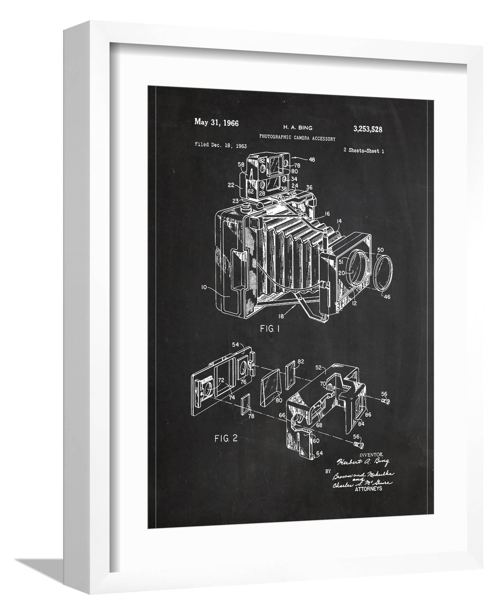 Art.com Camera Art Print by Patent, White Frame Wall Art, 17" x 21 ...