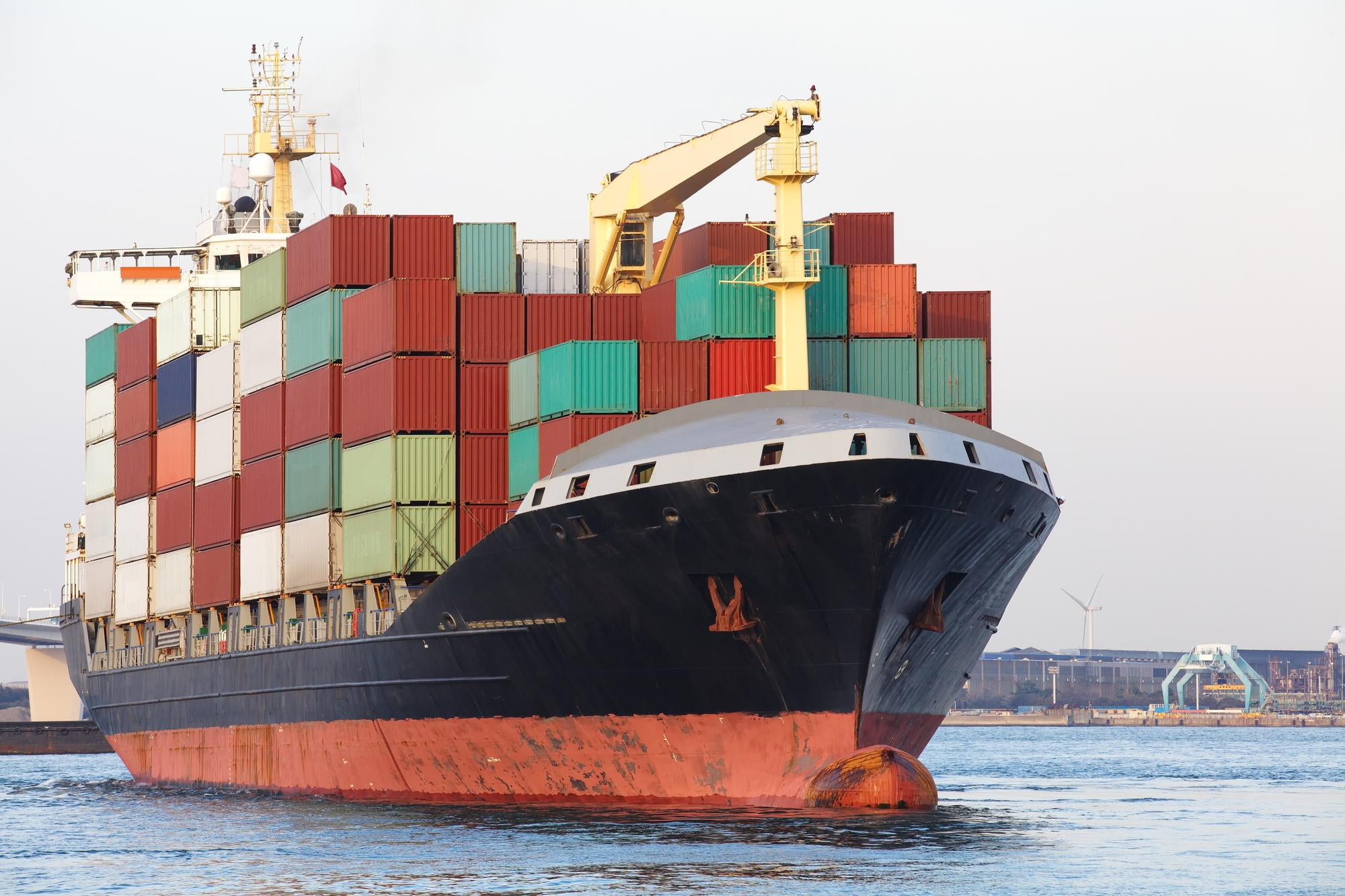 Art.com Cargo Freight Ship with Stacked Container at Harbor Terminal ...