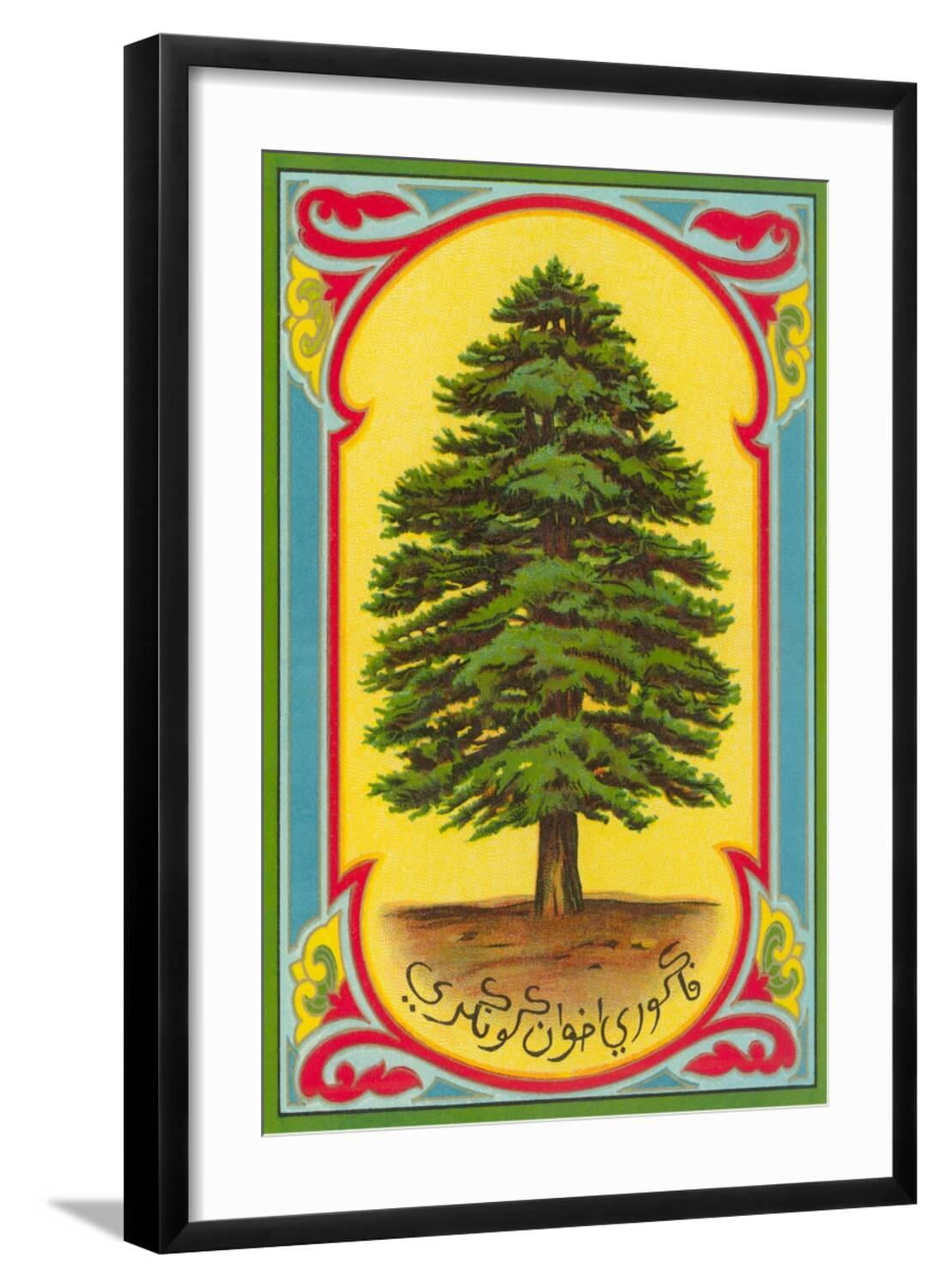 Art.com Cedar of Lebanon, Arabic Script Art Print, Black Frame Wall Art ...