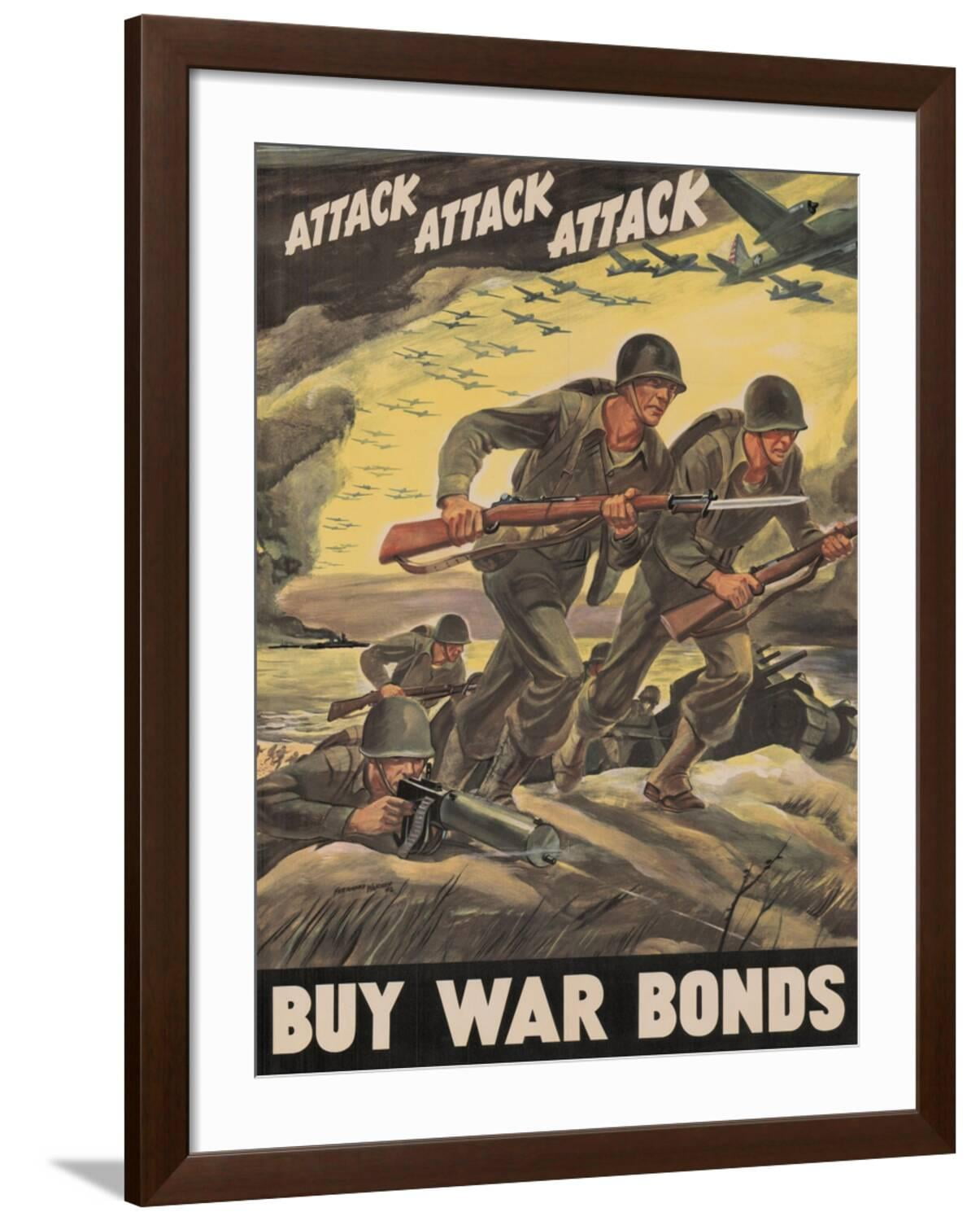Art.com Center Warshaw Collection, Treasury Poster. ATTACK ATTACK ATTACK! BUY WAR BONDS. Art ...