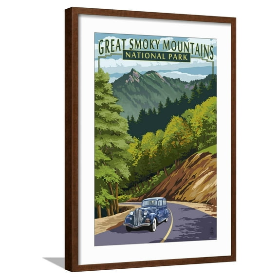 Art.com Chimney Tops and Road - Great Smoky Mountains National Park, TN ...