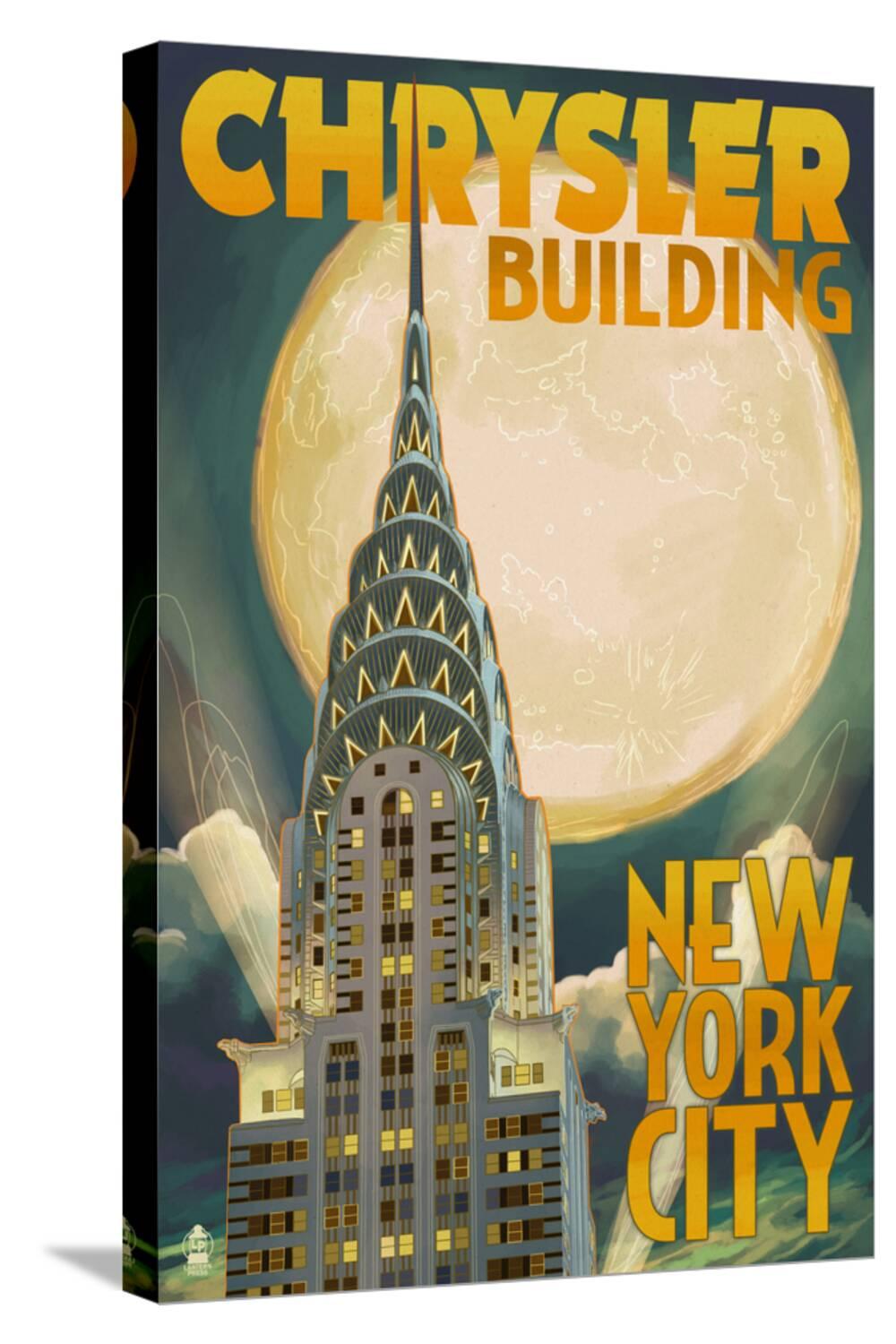 Art.com Chrysler Building and Full Moon - New York City, NY Stretched ...
