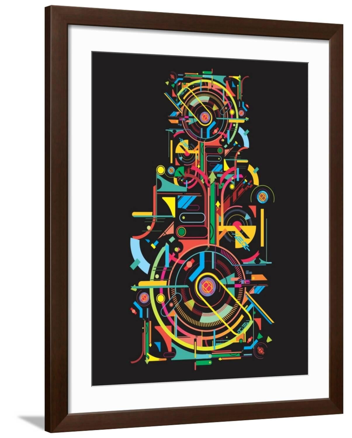 Art.com Colorful Abstract Tech Shapes on Black Background,Vector Art ...