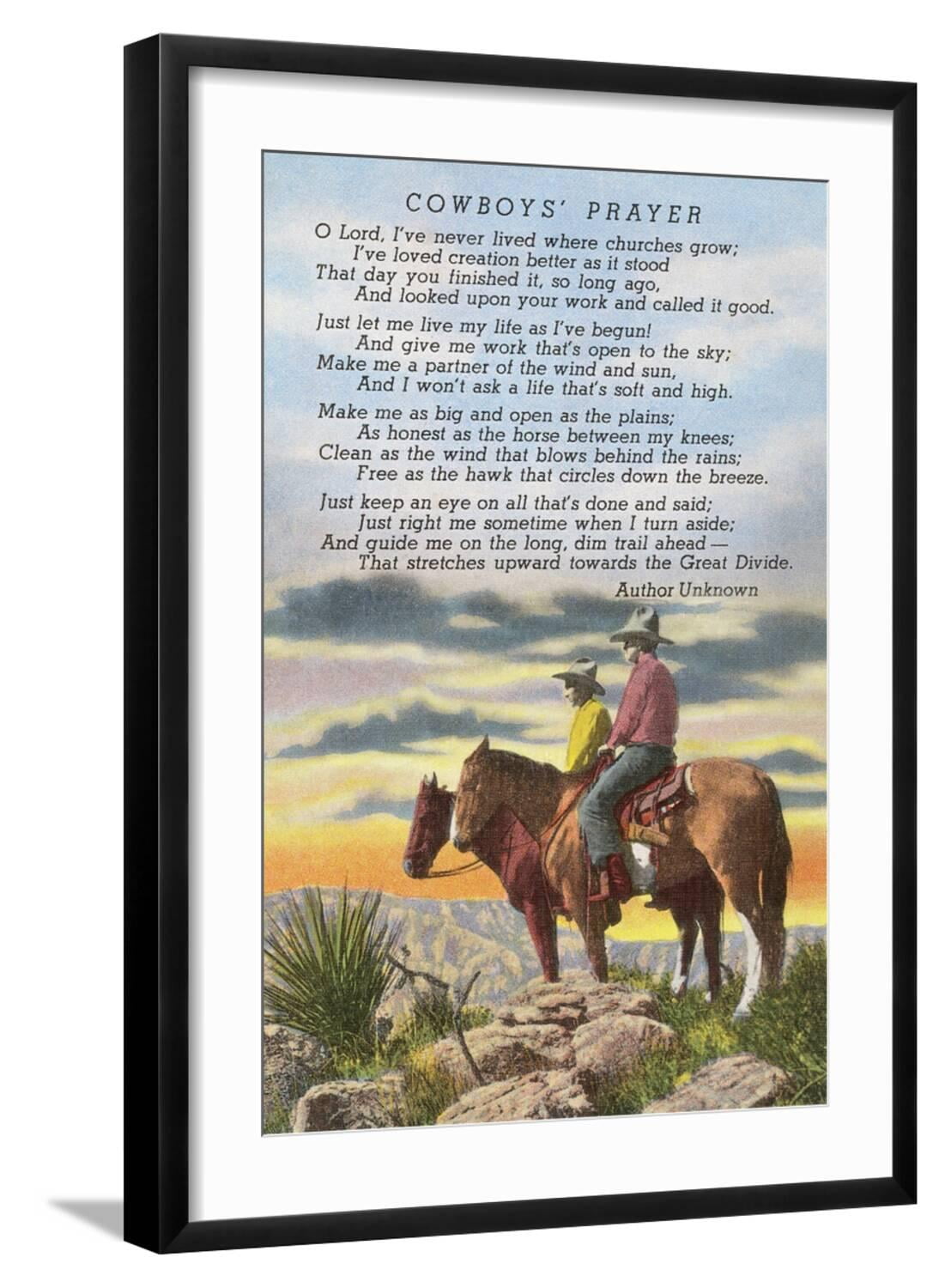 Art.com Cowboys' Prayer Art Print, Black Frame Wall Art, 21" x 29 ...