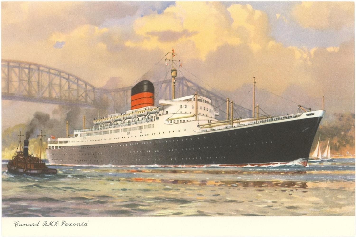 Art.com Cunard Saxonia, Ocean Liner Art Print, 18" x 12" - Walmart.com